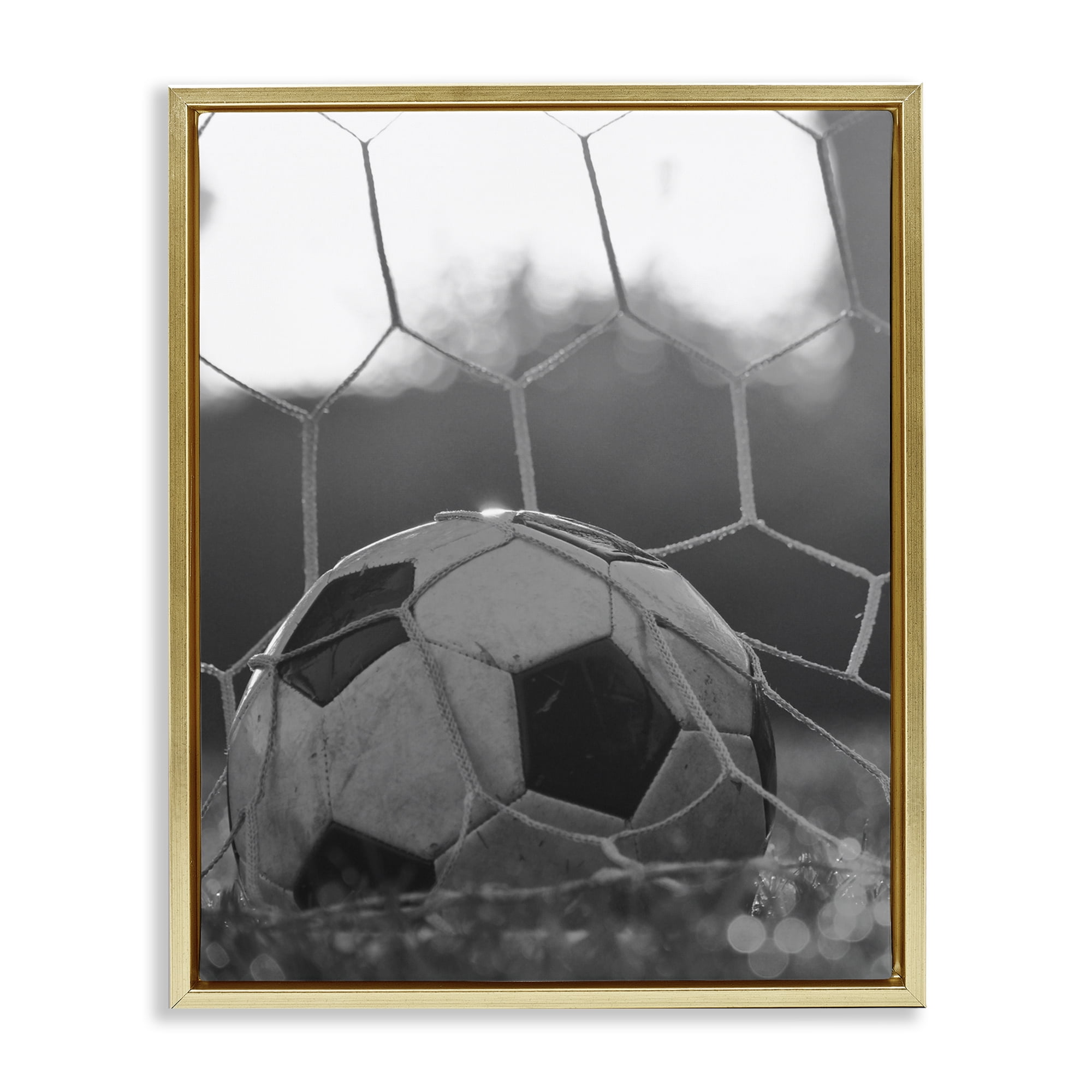 Stupell Industries Soccer Goal Score Gold Framed Floater Canvas Wall ...