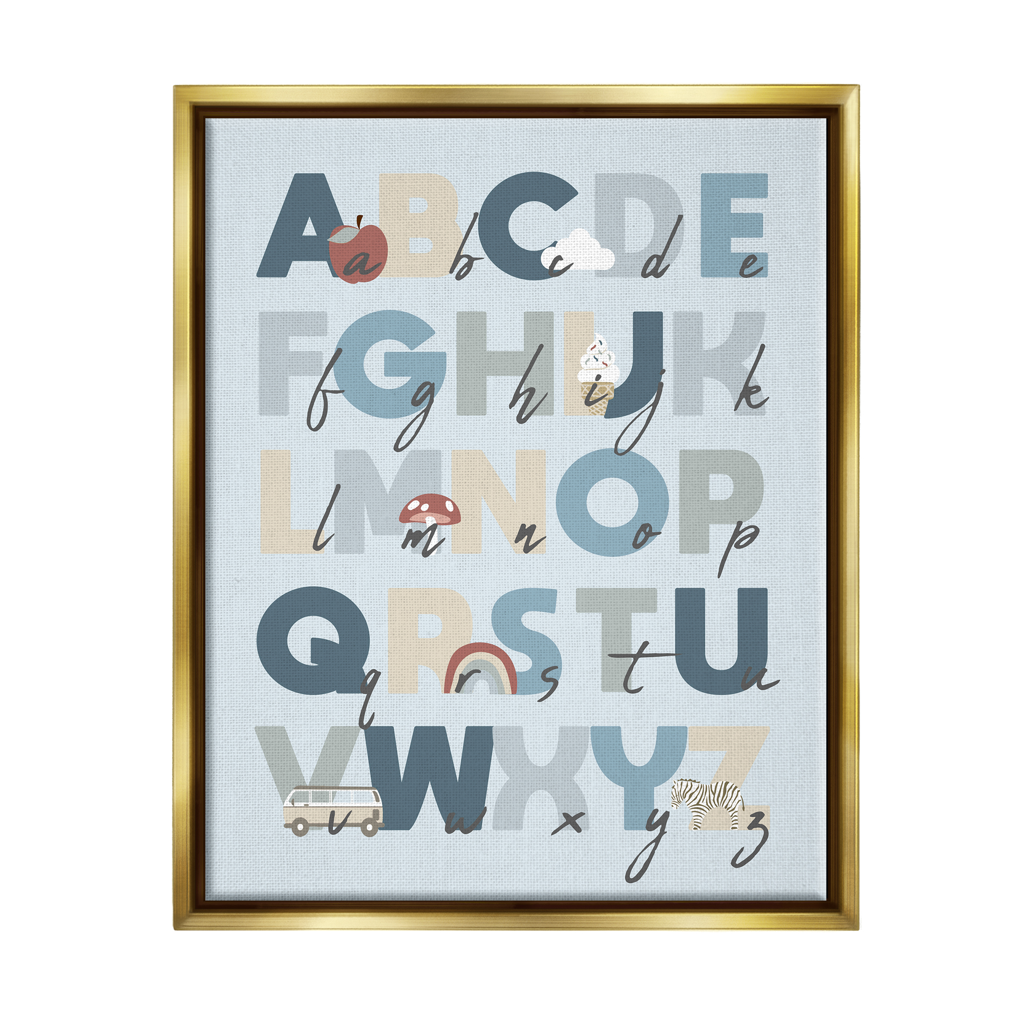 Stupell Industries Soft Blue Alphabet Chart Botanical & Floral Painting ...