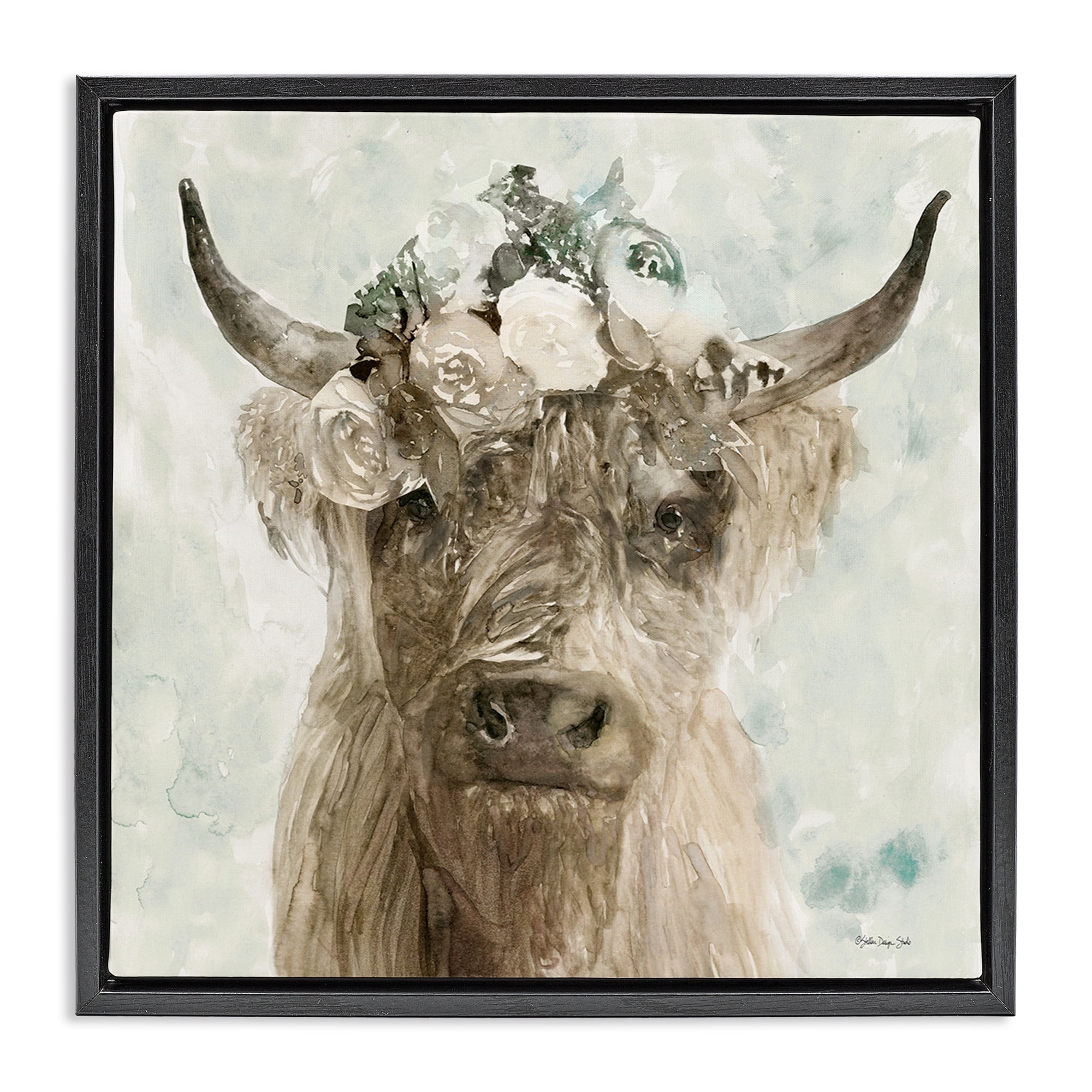 Stupell Industries Soft Buffalo with Floral Crown Animals & Insects ...