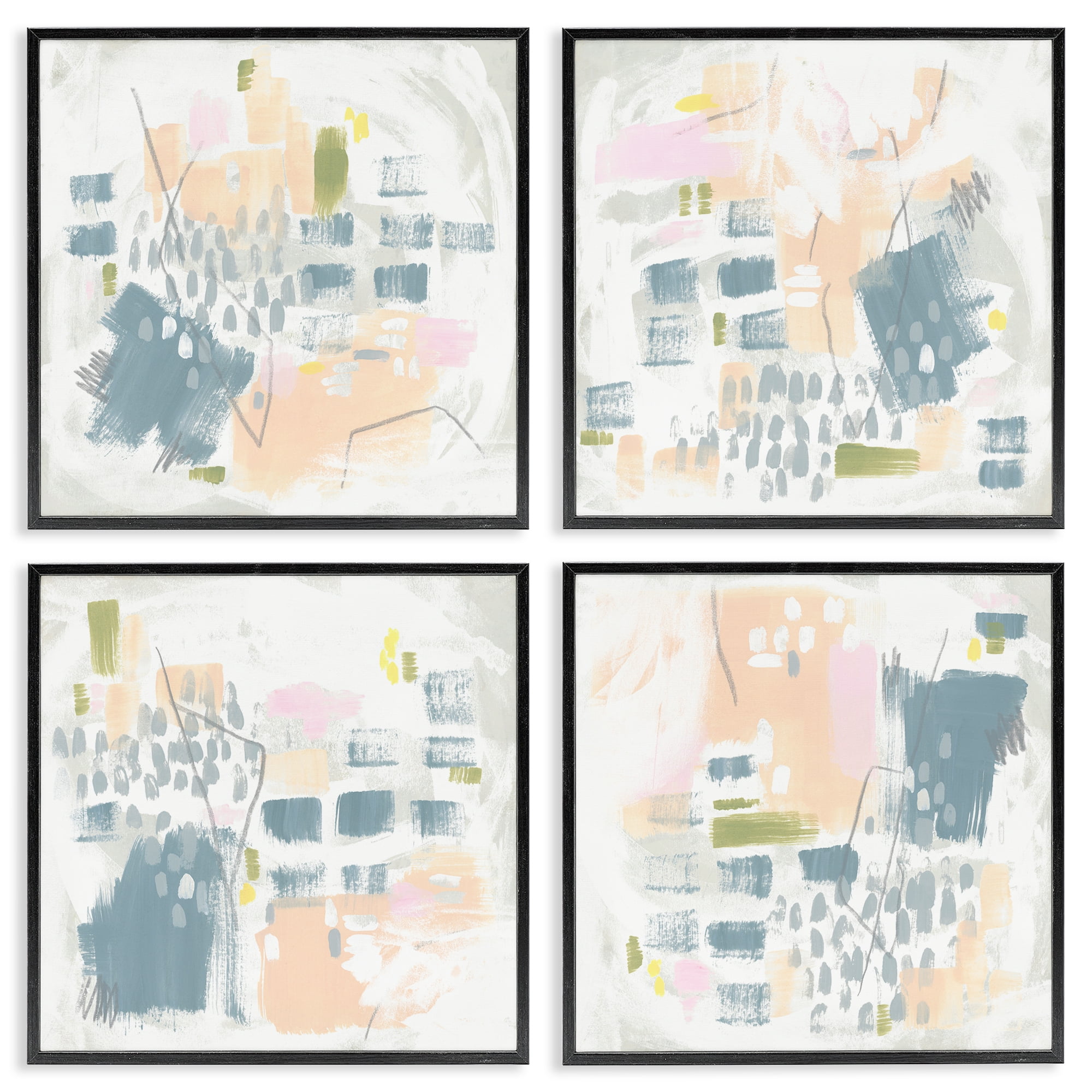 Stupell Industries Soft Chaotic Collage Abstract Painting Black Framed ...