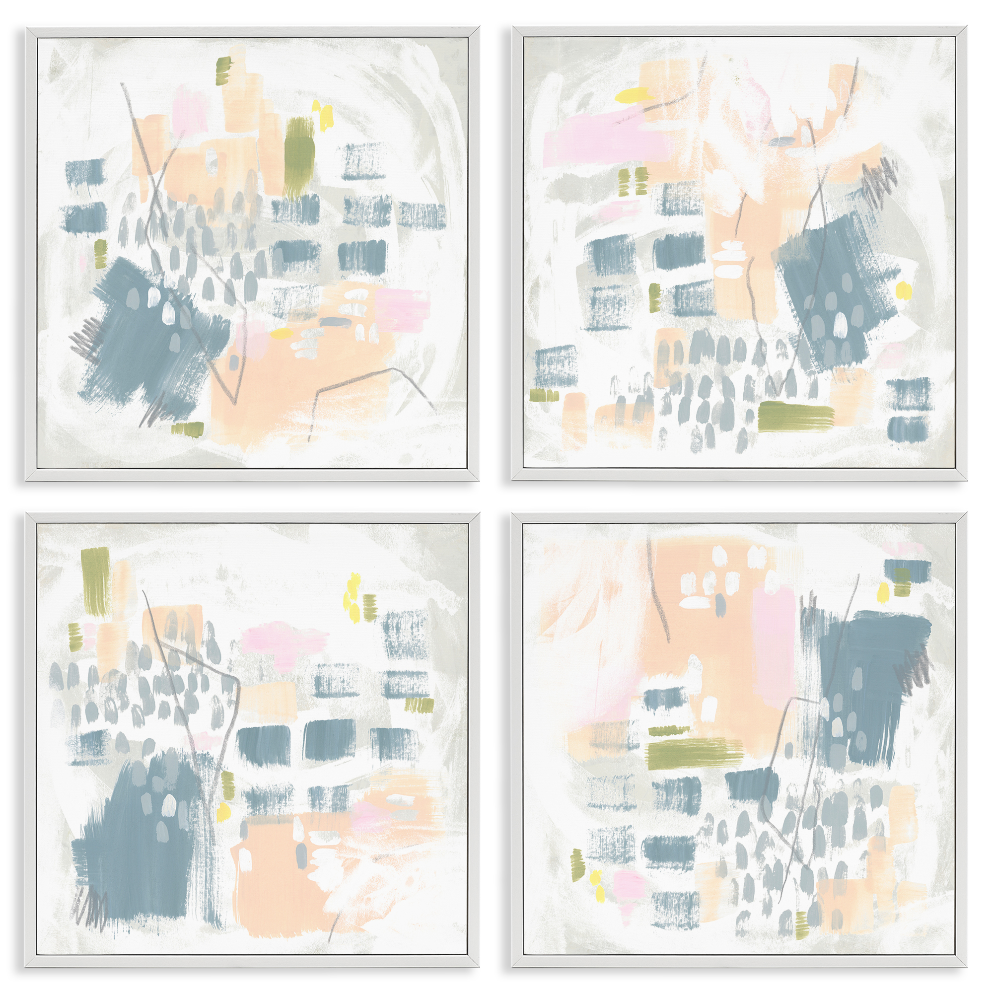 Stupell Industries Soft Chaotic Collage Abstract Painting White Framed ...