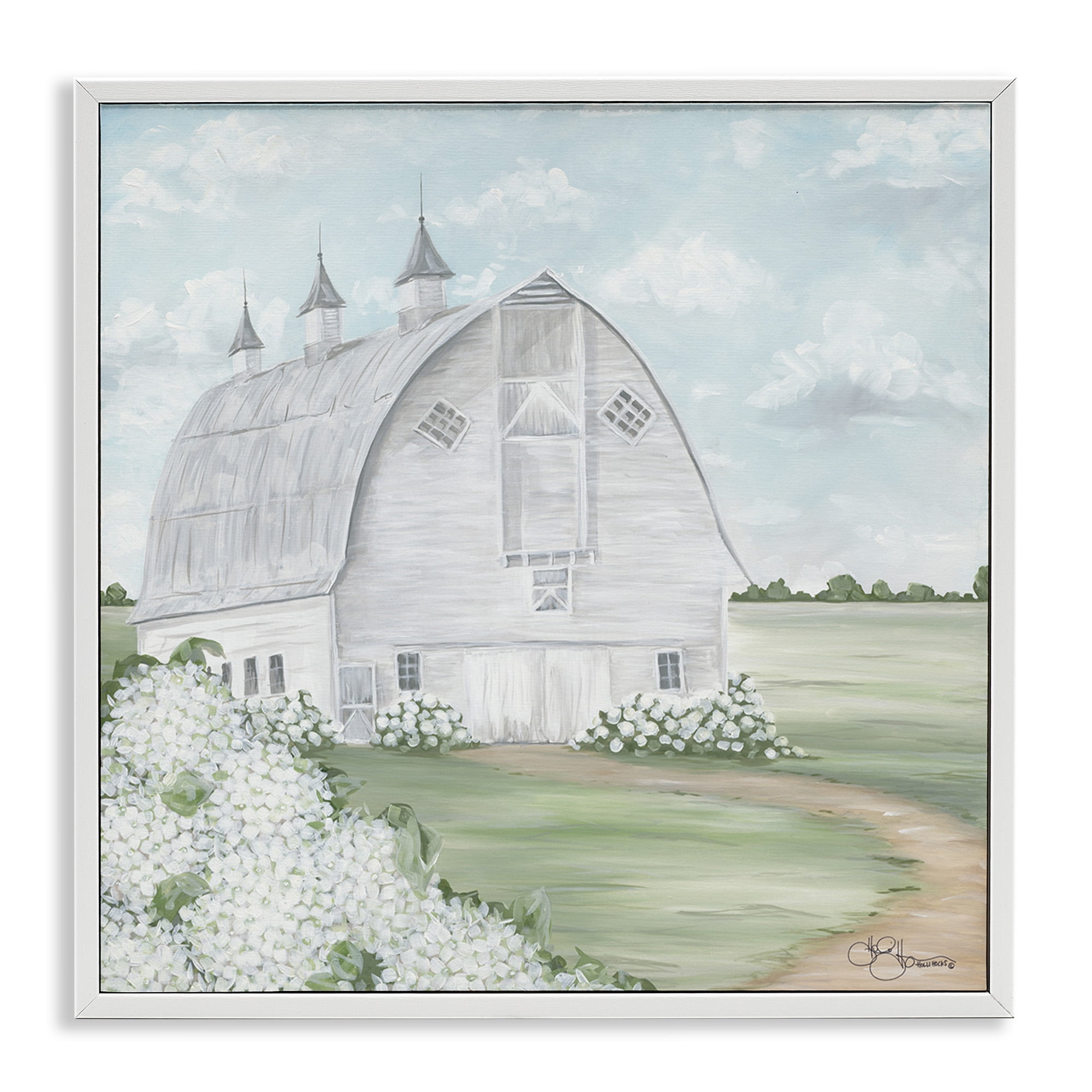 Stupell Industries Soft Country Landscape with Hydrangeas Landscape ...