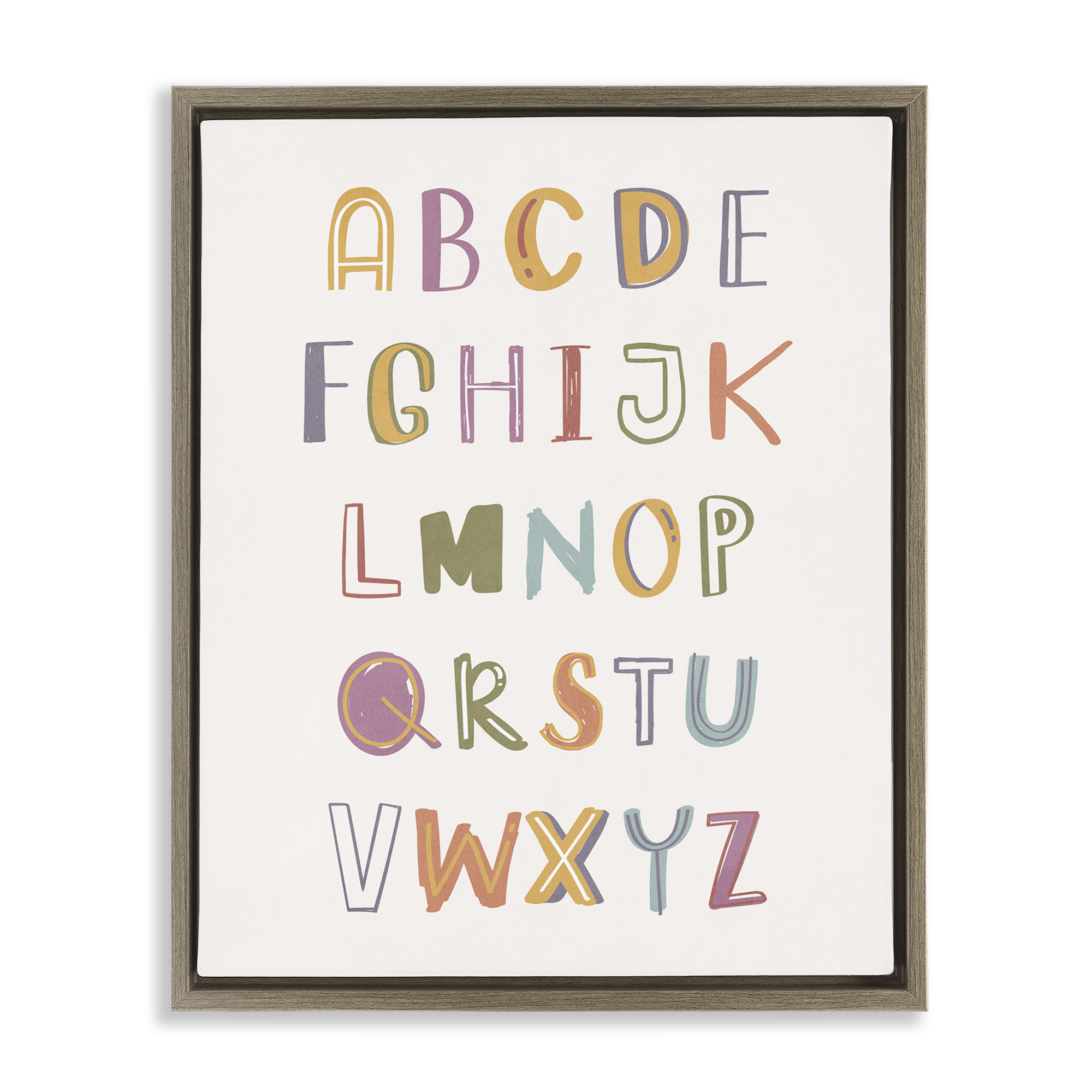 Stupell Industries Soft Doodle Alphabet Education Painting Brown ...