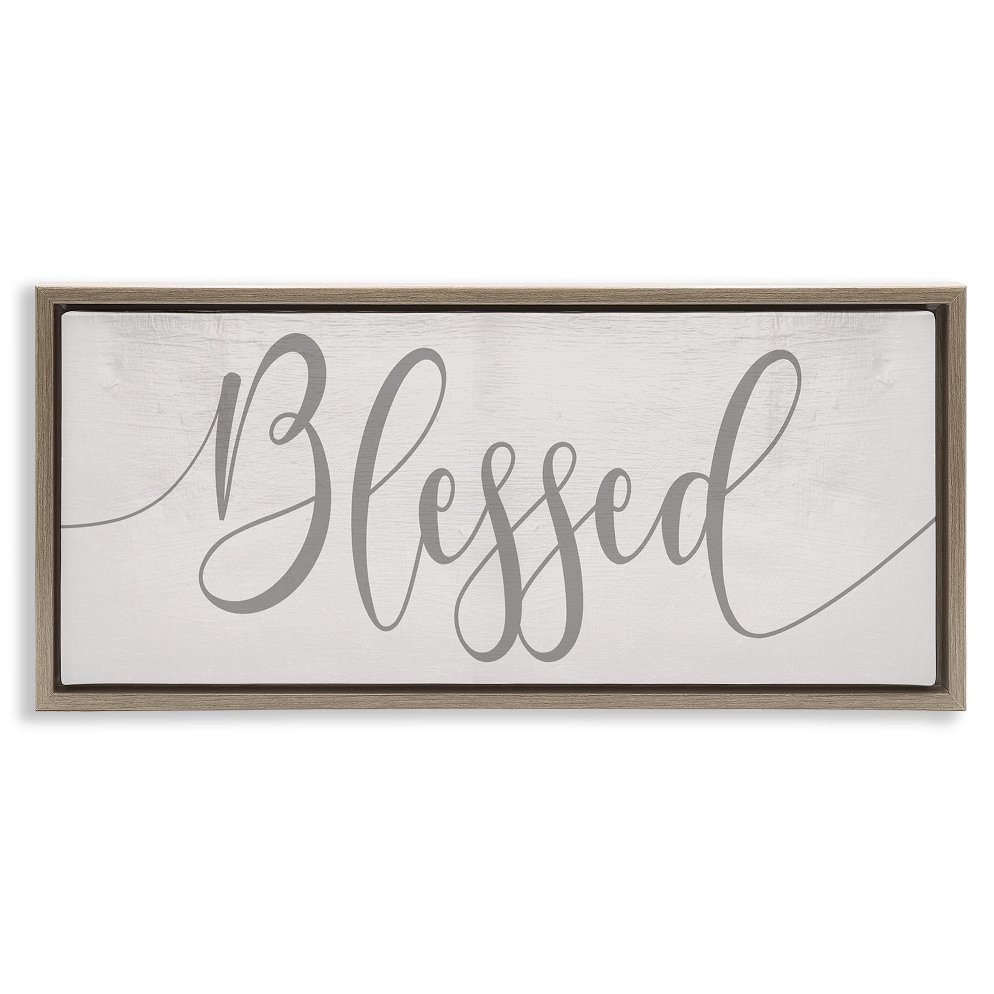 Stupell Industries Grey Blessed Religious Typography Framed Canvas Art ...