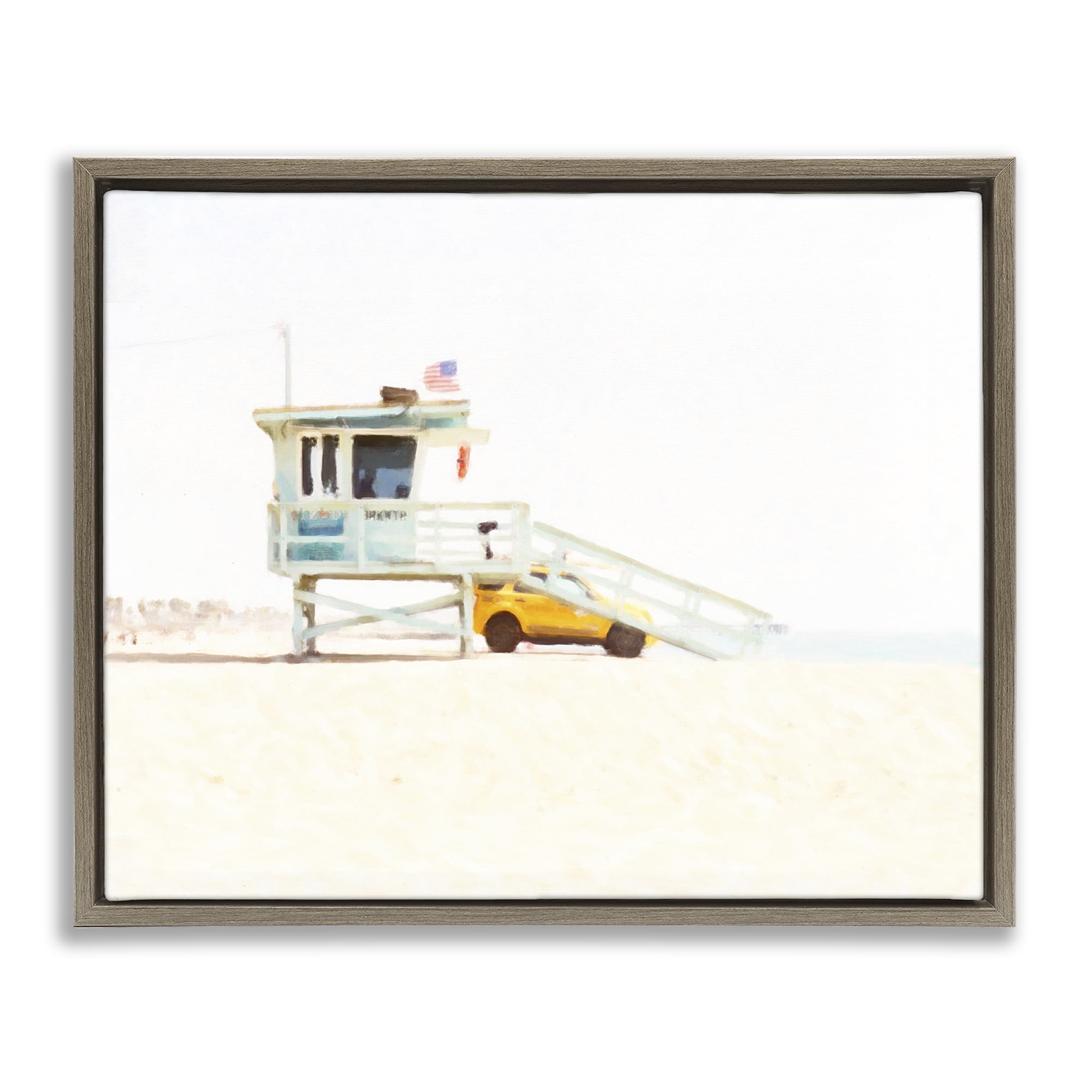 Stupell Industries Soft Light Lifeguard Station Brown Framed Floater ...