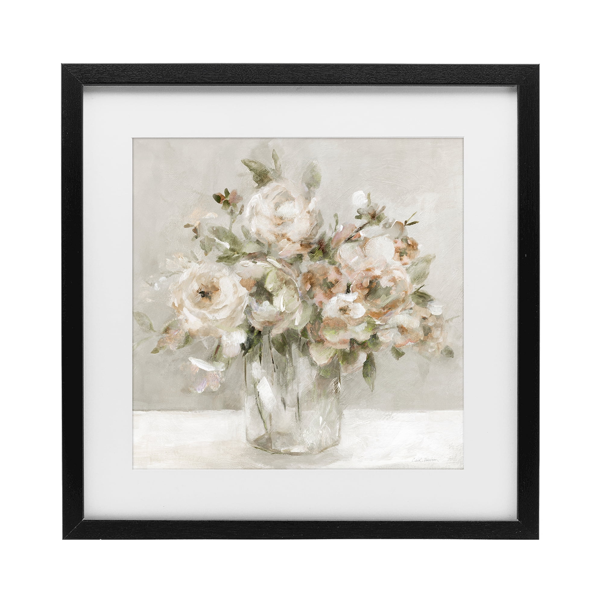 Stupell Industries Soft Neutral Floral Still Life Black Framed Print ...