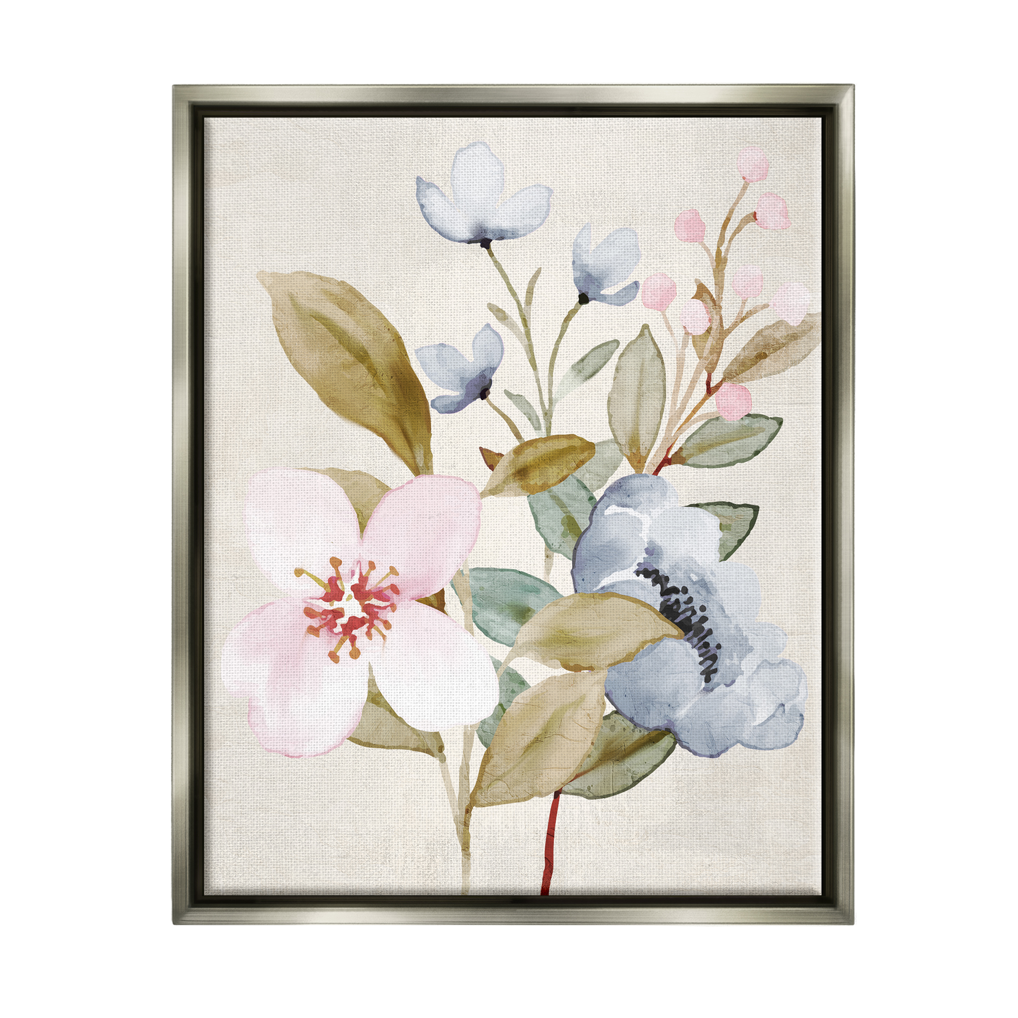 Stupell Industries Soft Pastel Flowers Botanical & Floral Painting Gray ...