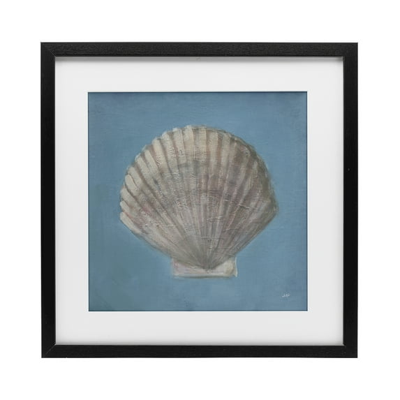 Stupell Industries Soft Sea Clam Shell Black Framed Print Under Glass ...