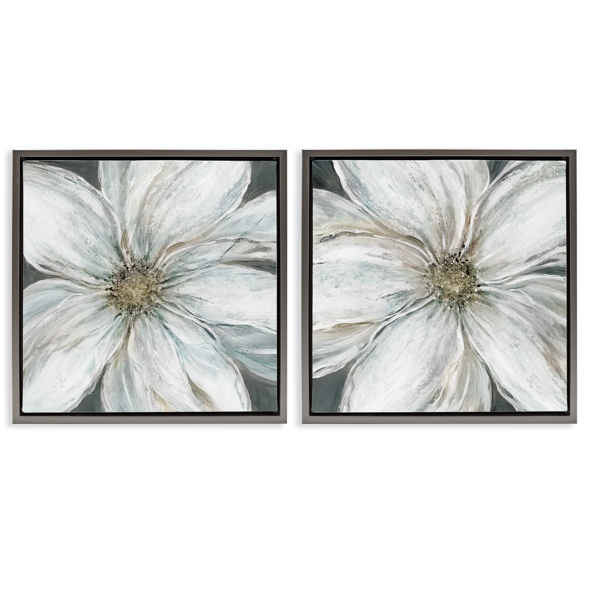 Stupell Industries Soft White Blossoms Closeup 2 Piece Gray Framed ...