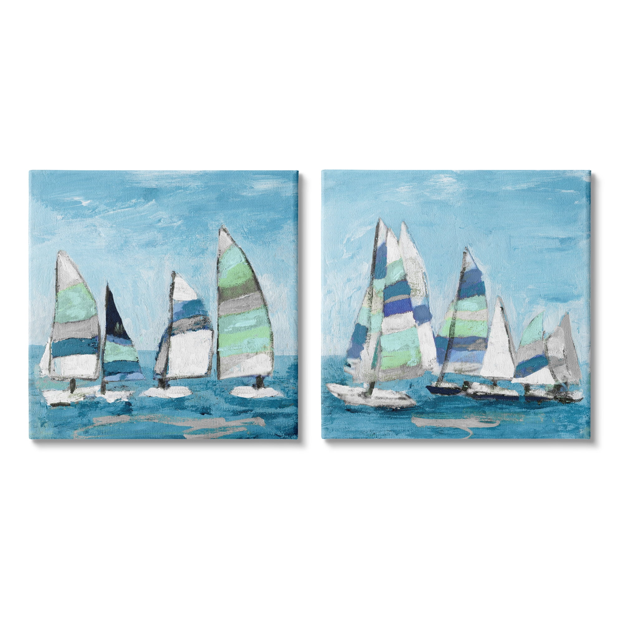 Stupell Industries Soothing Sailboats Drifting Nautical Ocean Marina ...