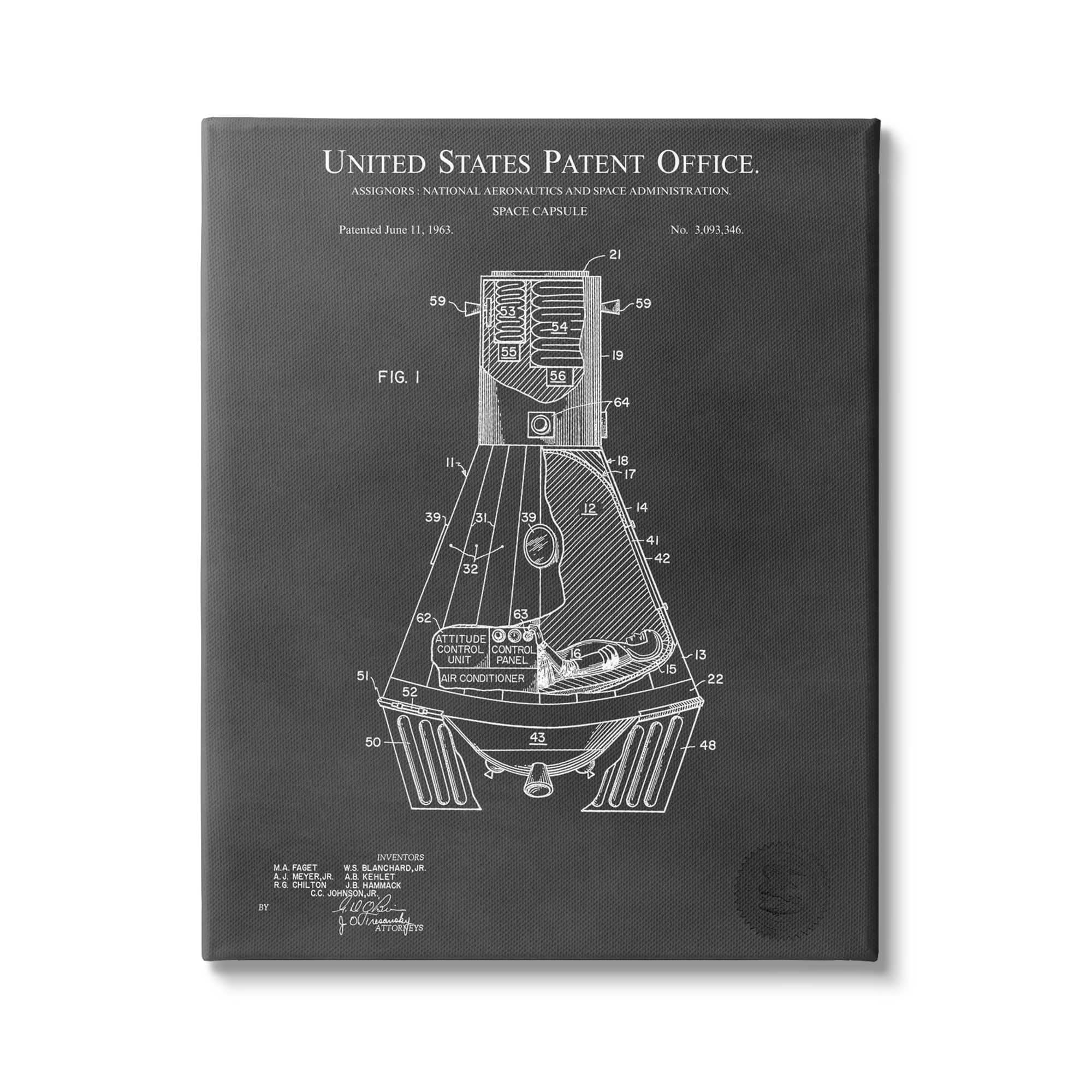 Stupell Industries Space Capsule Aircraft Detailed Blueprint Diagram ...