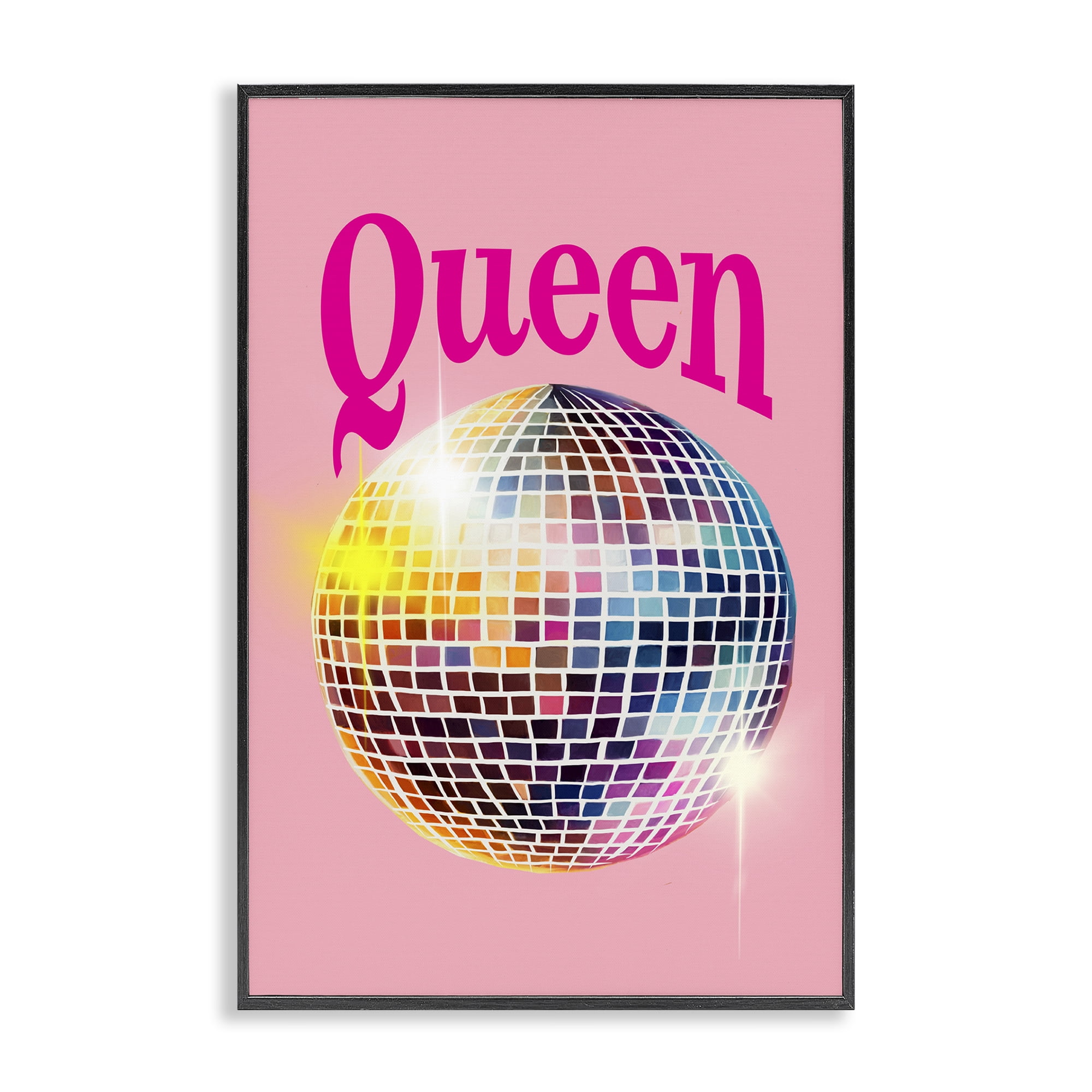 Stupell Industries Sparkling Disco Queen Entertainment Painting Black ...