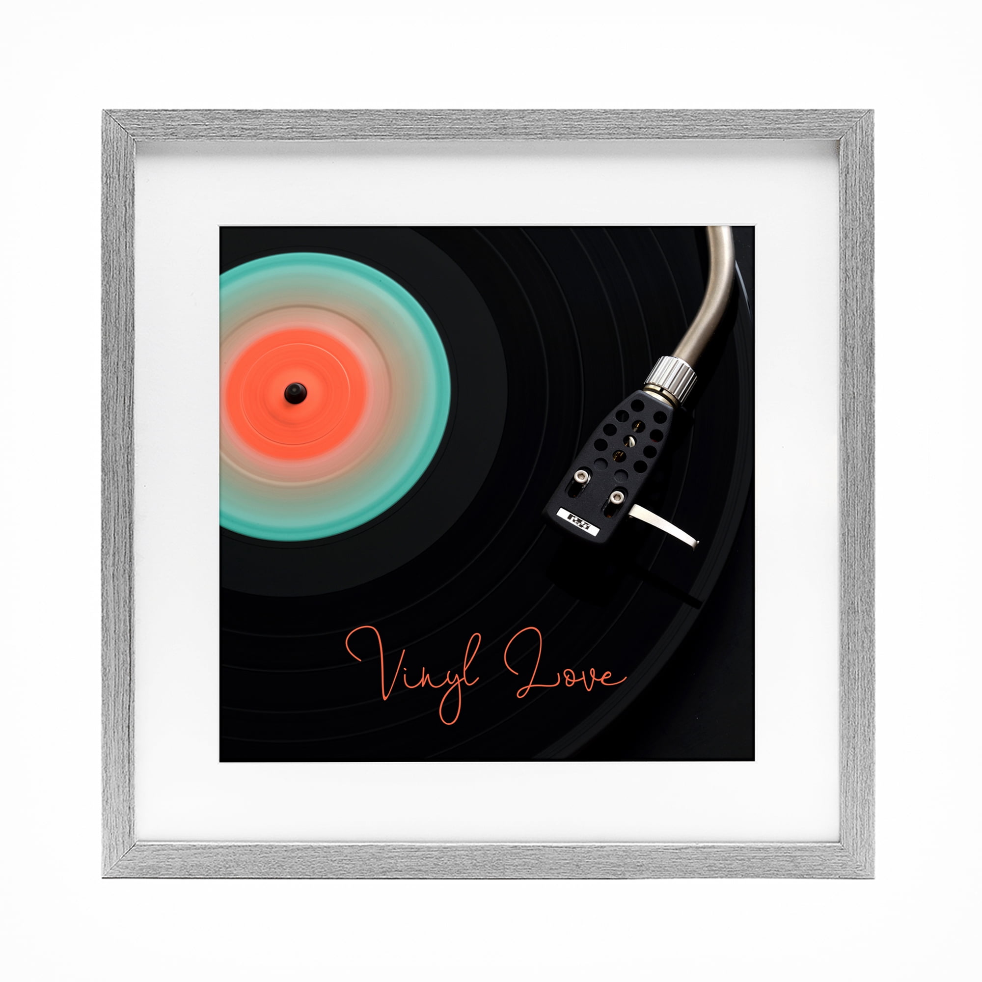 Stupell Industries Spinning Record Vinyl Love Gray Framed Print Under ...