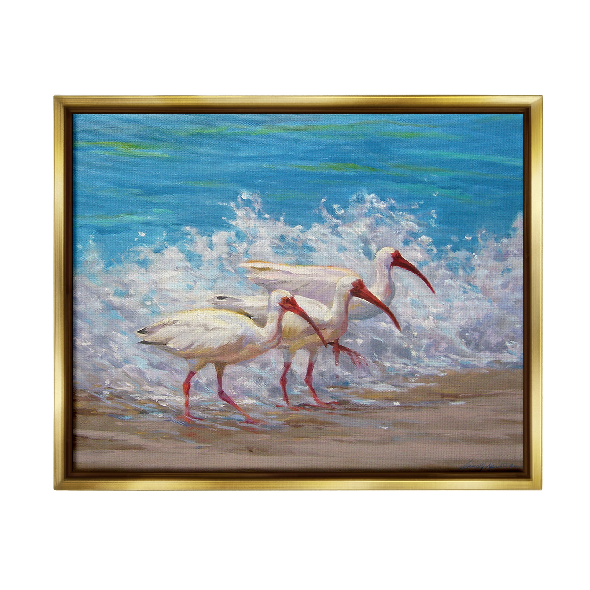 Stupell Industries Splashing Sea Birds Animals & Insects Painting Gold ...