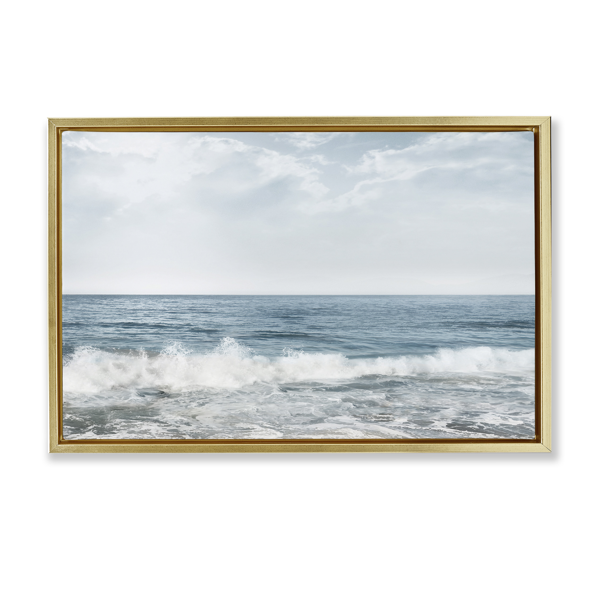 Stupell Industries Splashing Waves Beach Landscape Photography Gold ...