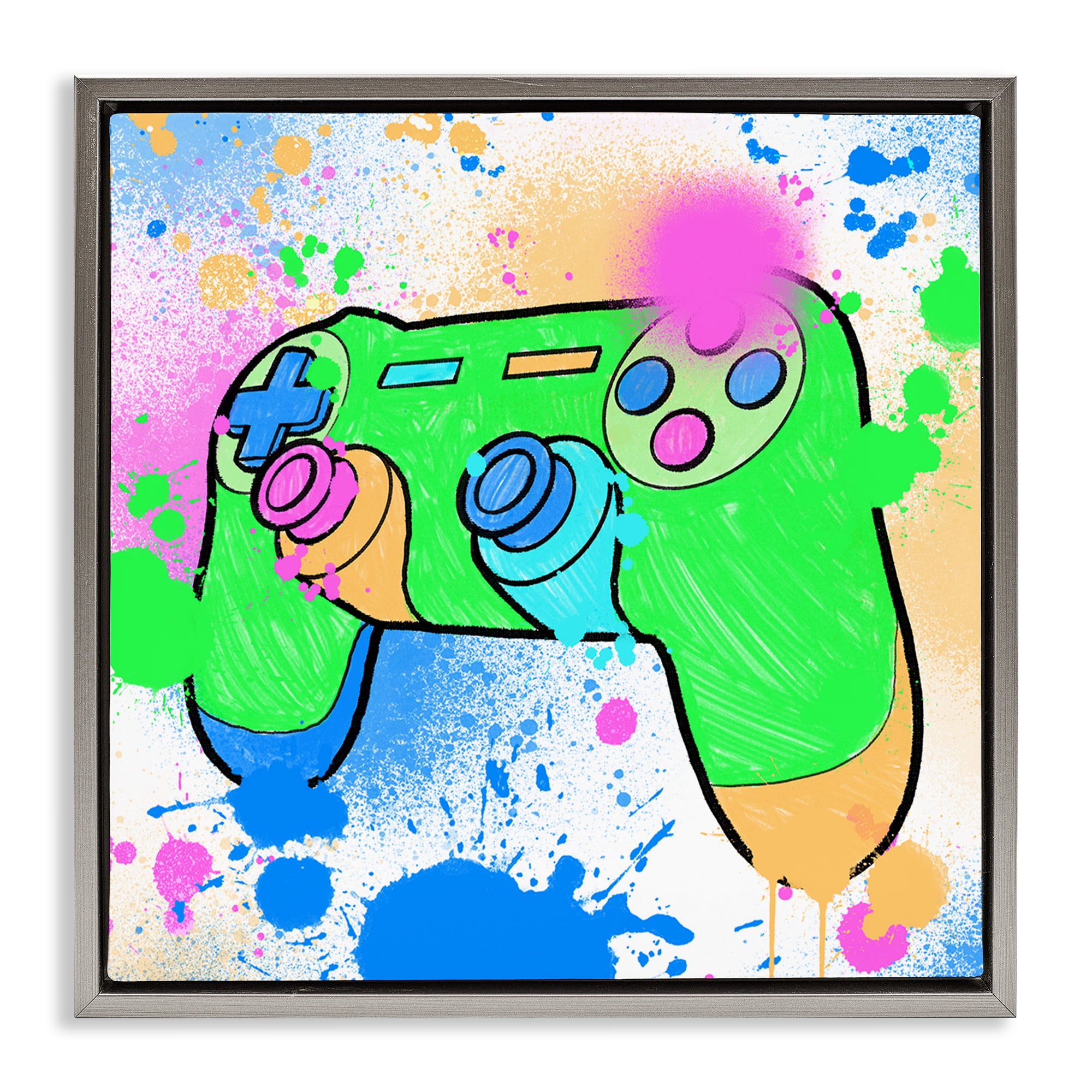 Stupell Industries Splattered Game Controller Entertainment Painting ...