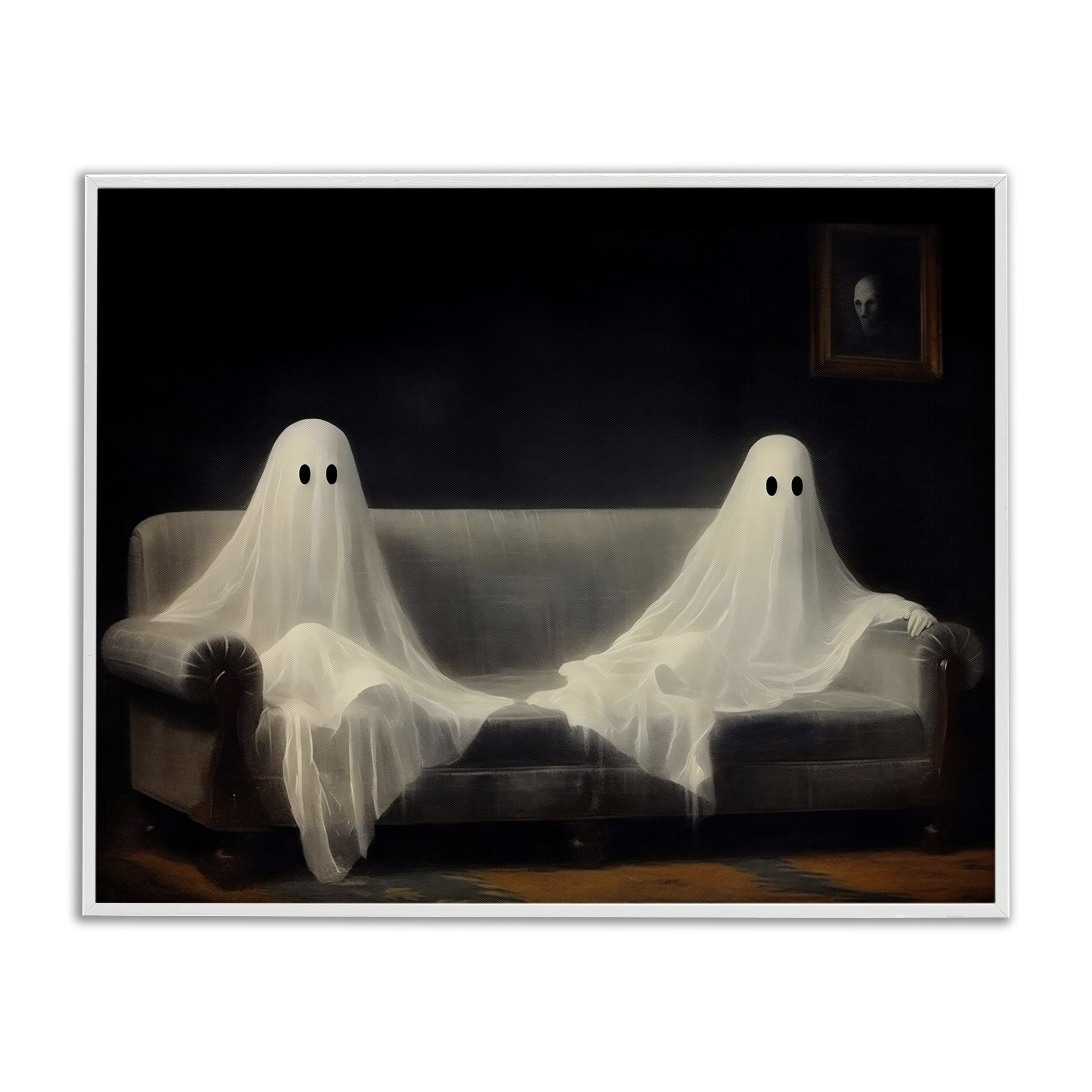 Spooky Couch Ghost Duo White Framed Giclee Art, 30 x 24, Made In USA ...