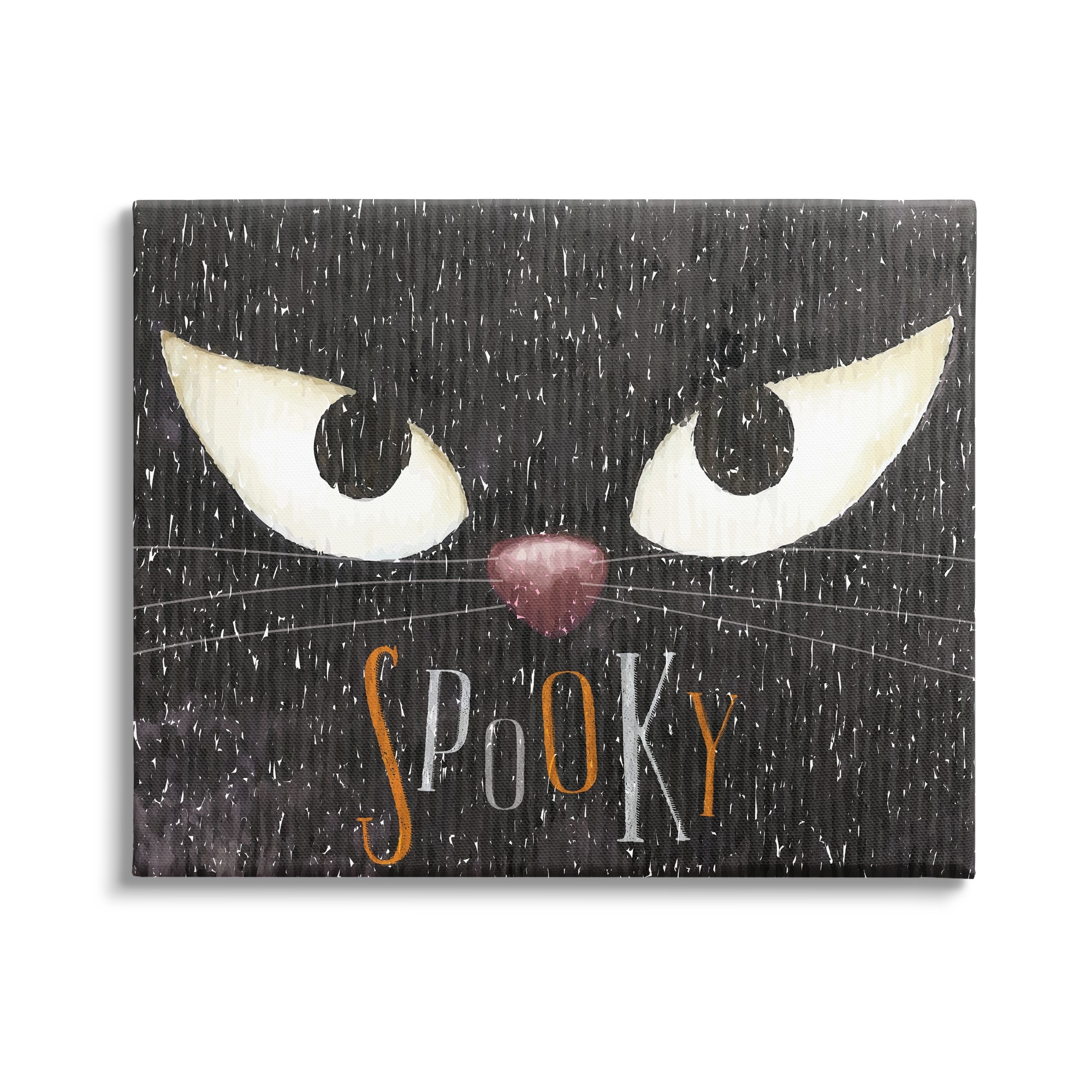 Stupell Industries Spooky Halloween Black Cat Eyes Holiday Painting ...