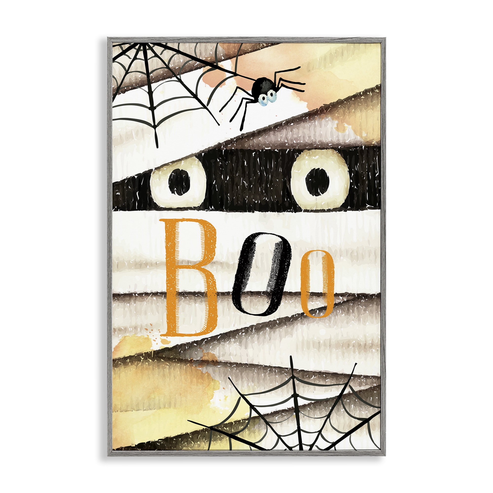 Stupell Industries Spooky Peeking Eyes Typography Painting Gray Framed ...