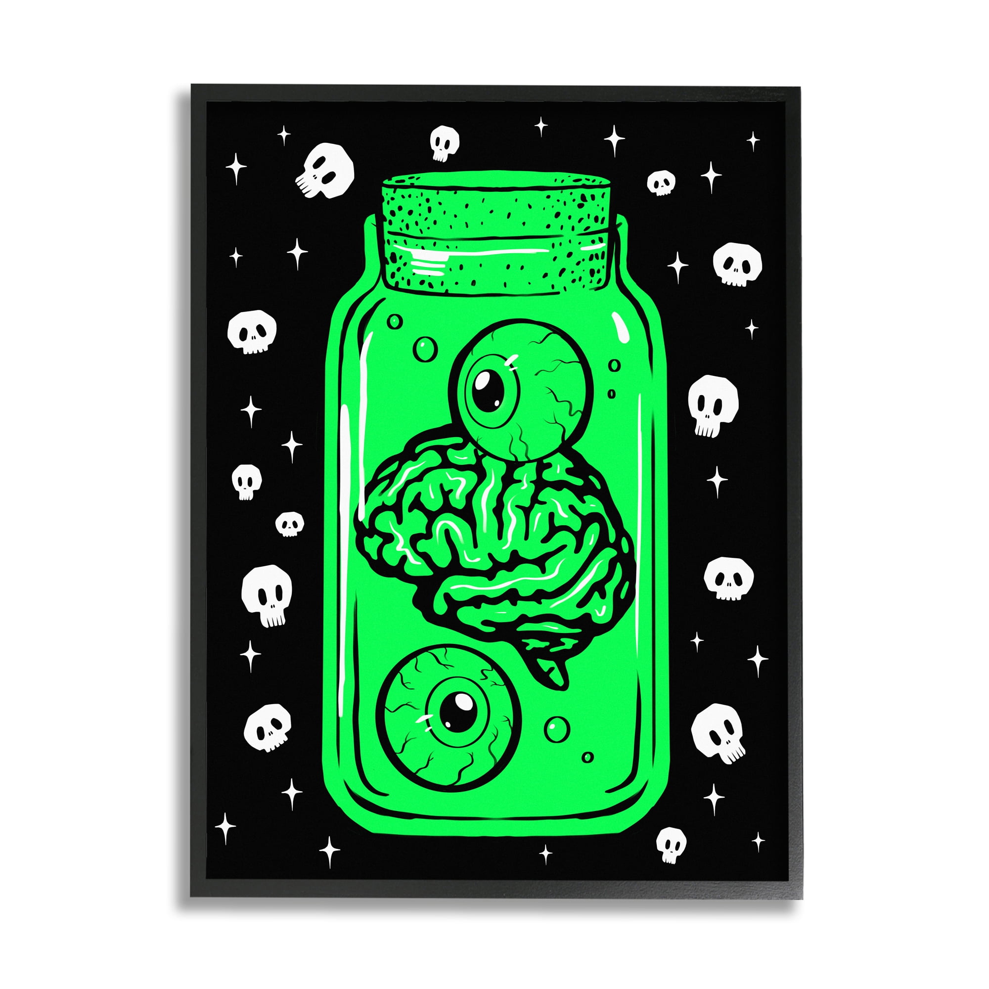 Stupell Industries Spooky Specimen Jar Holiday Painting Black Framed ...