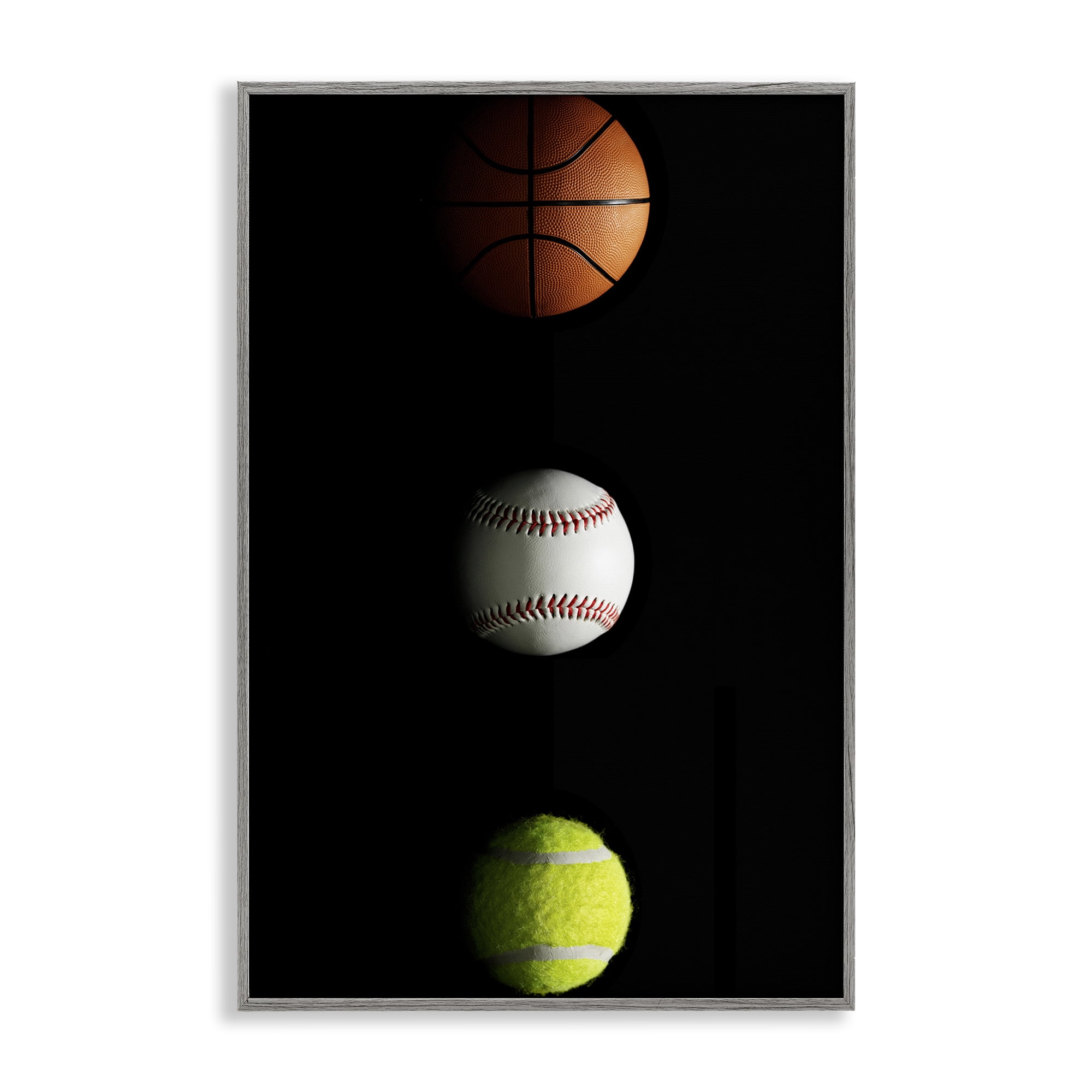 Stupell Industries Sports Balls Spotlight Gray Framed Giclee Art ...
