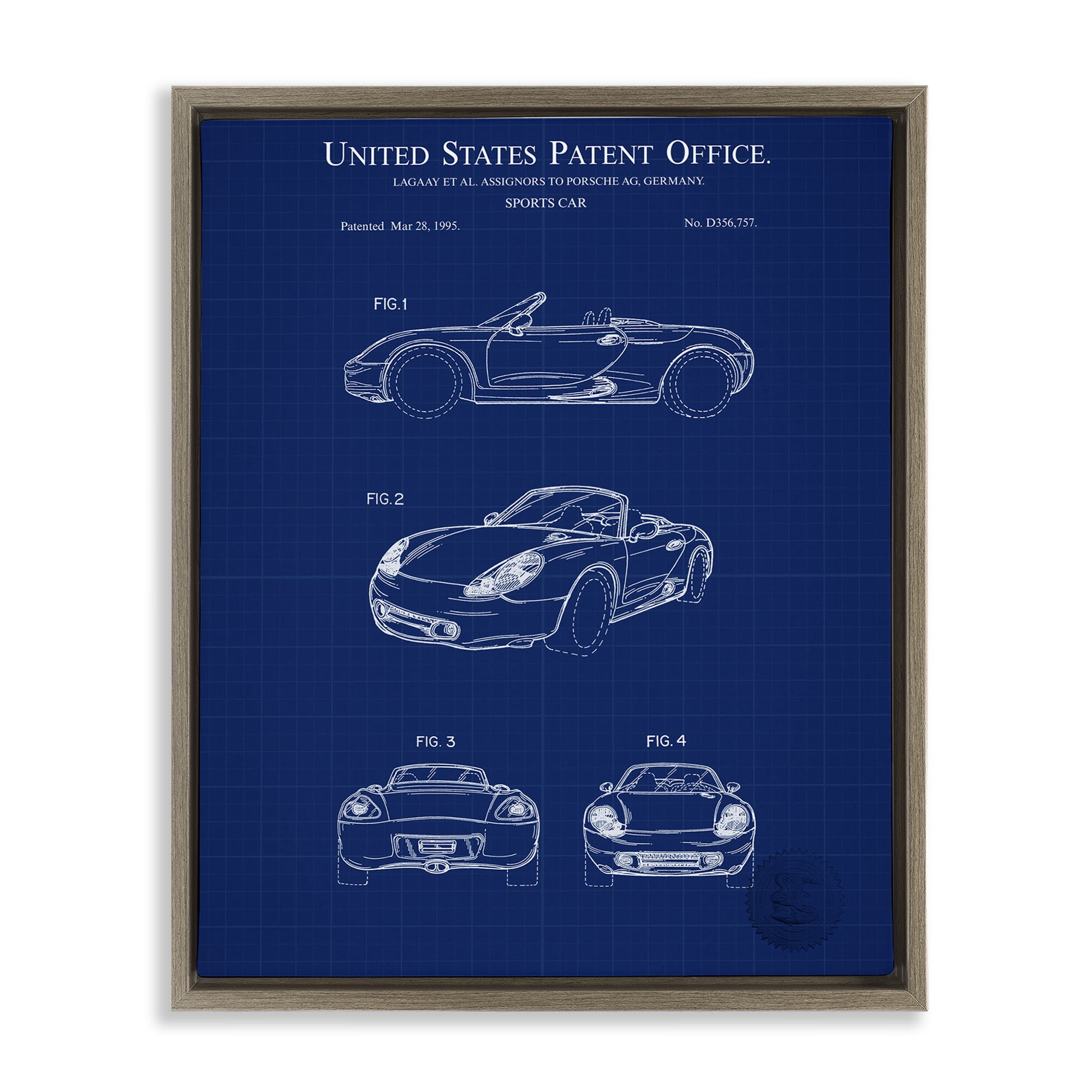 Stupell Industries Sports Car Blueprint Transportation Painting Brown ...