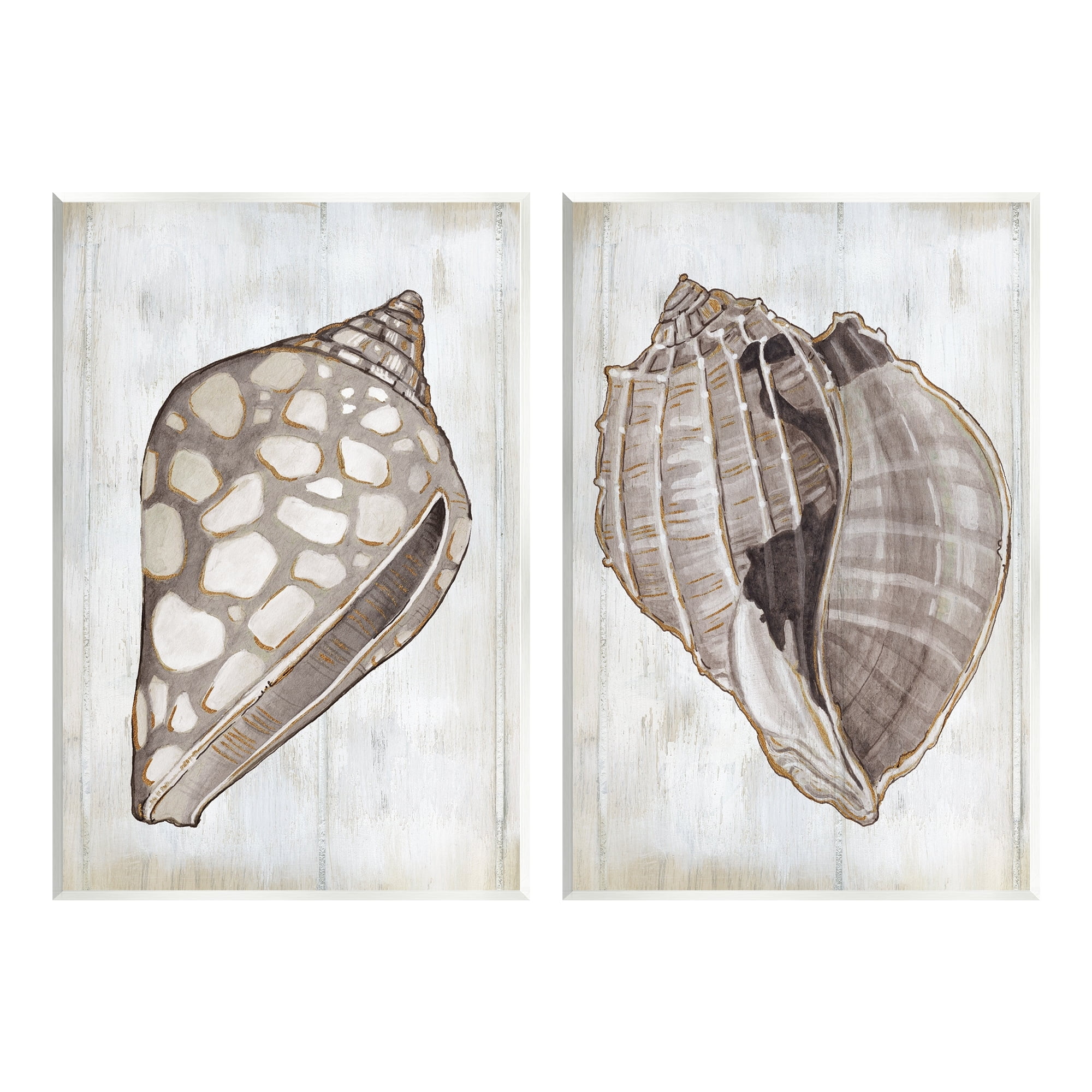 Stupell Industries Spotted Seashell Rustic Marine Life Beach Sign ...
