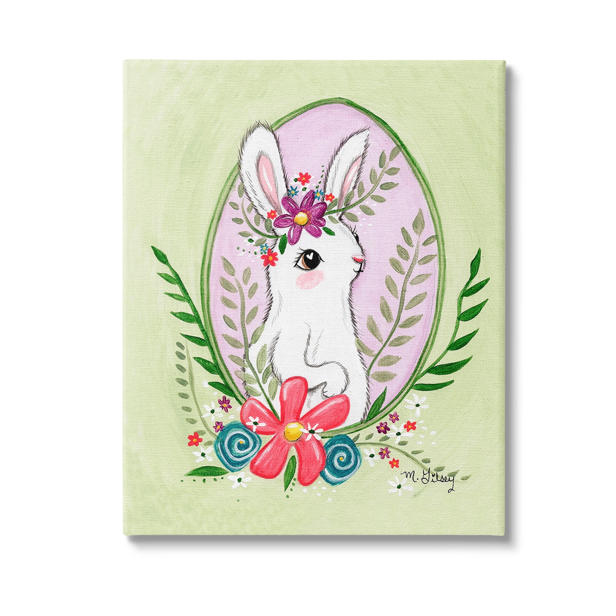 Stupell Industries Spring Bunny & Blossom Animals & Insects Painting ...