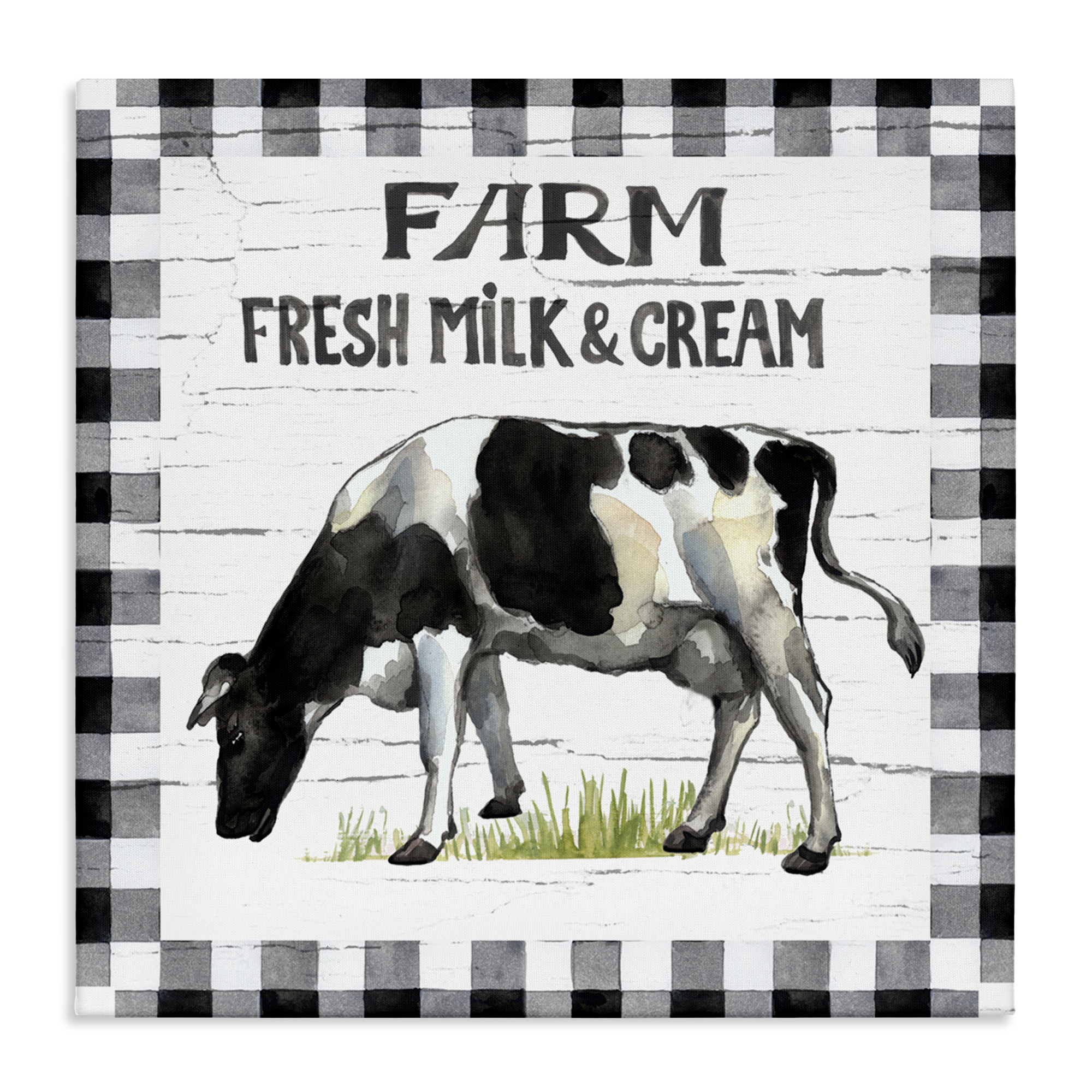 Stupell Industries Spring Cow with Border Animals Painting Wrapped ...