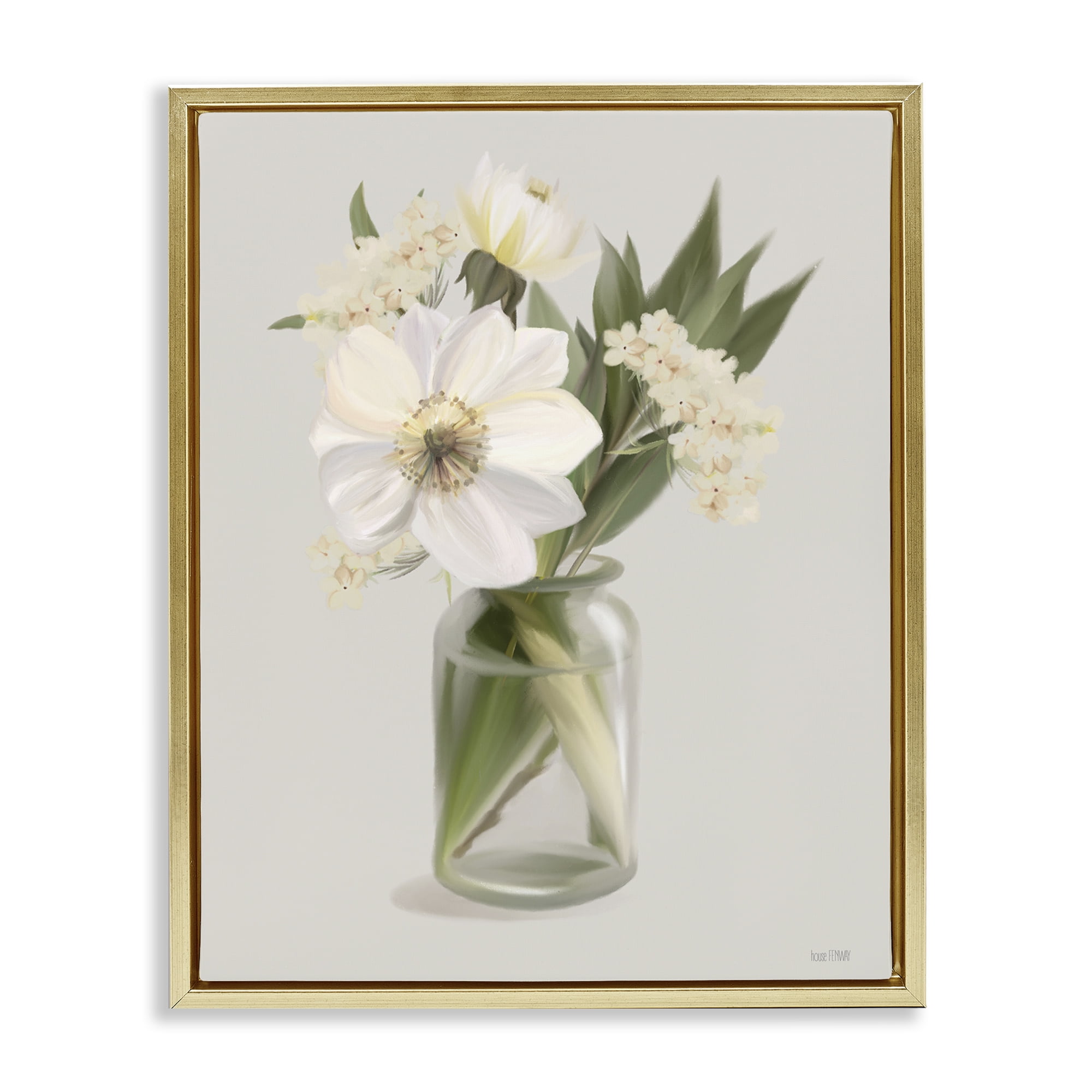 Stupell Industries Spring Flower Bundle Vase Floral Painting Gold ...
