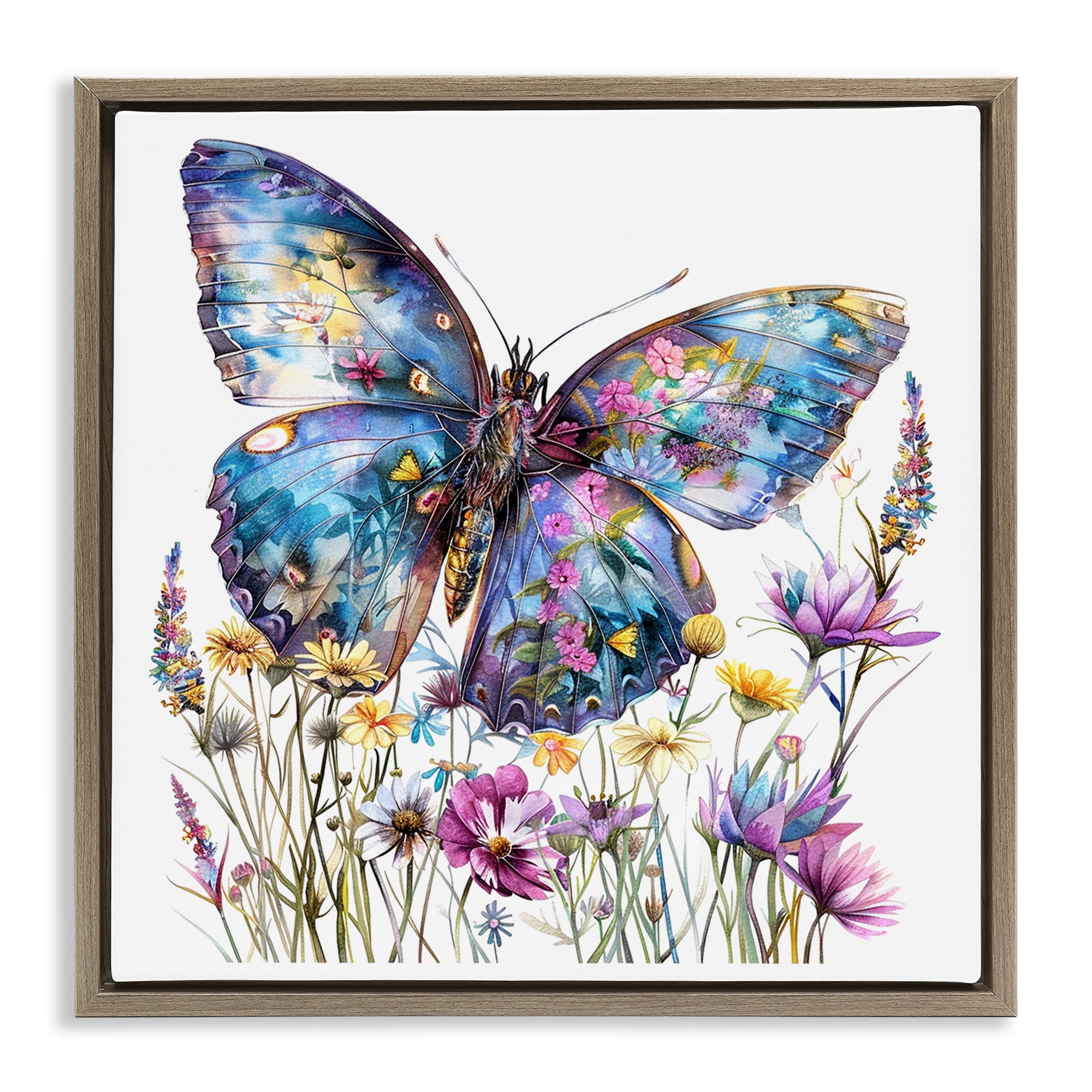Stupell Industries Spring Garden Butterfly Insects Painting Brown ...