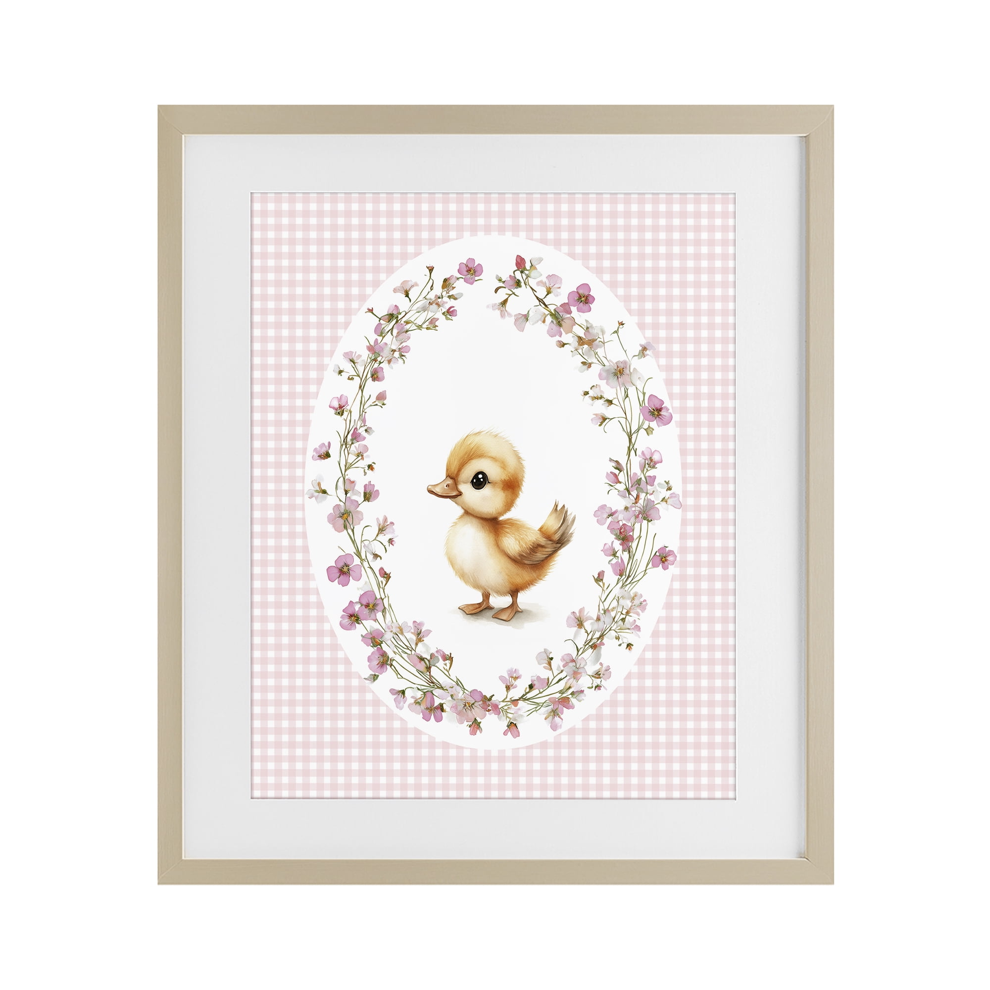 Stupell Industries Spring Gingham Duckling Birch Framed Print Under ...