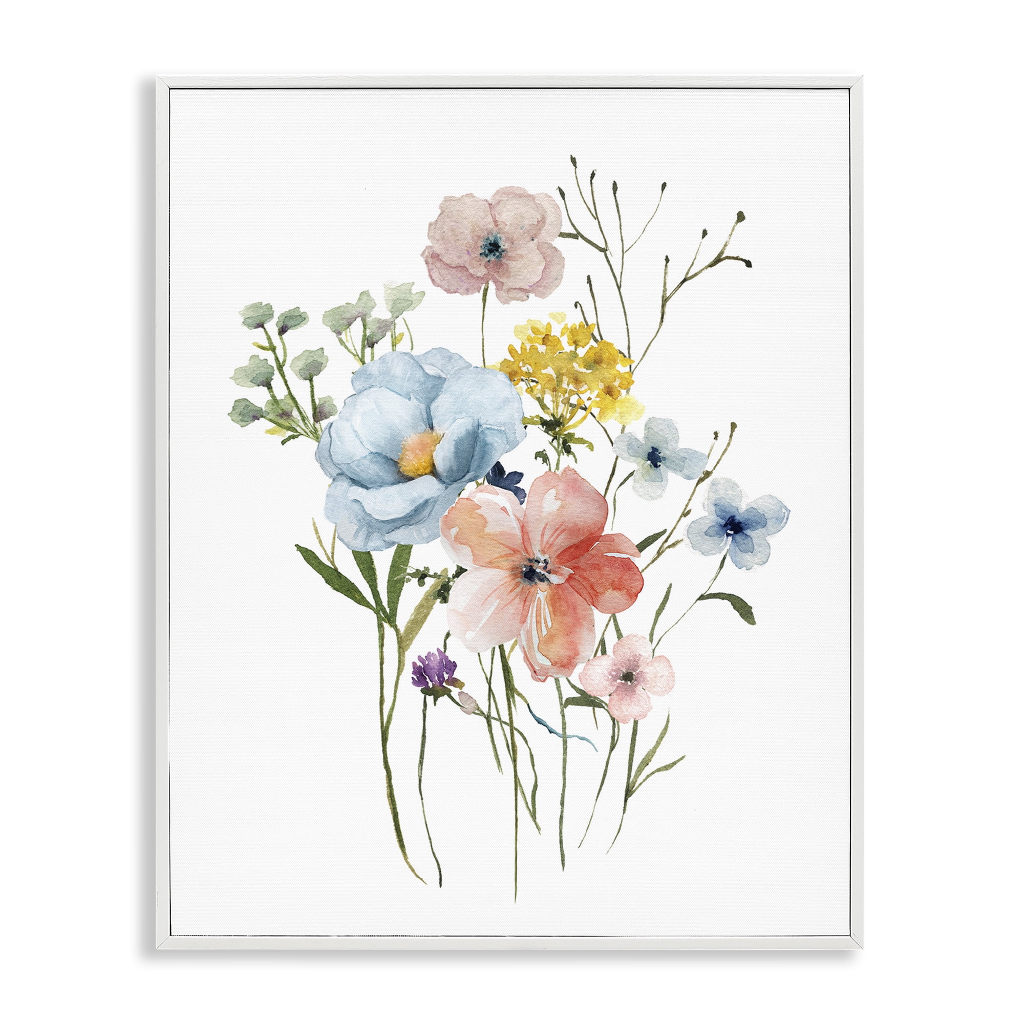 Stupell Industries Spring Meadow Wild Flowers White Framed Giclee Art ...