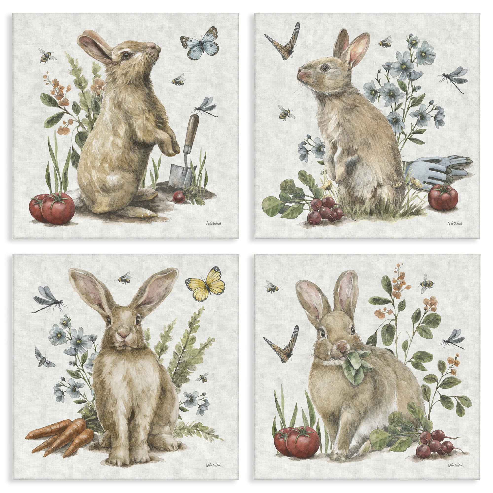 Stupell Industries Spring Woodland Rabbits Animals Painting Wrapped ...