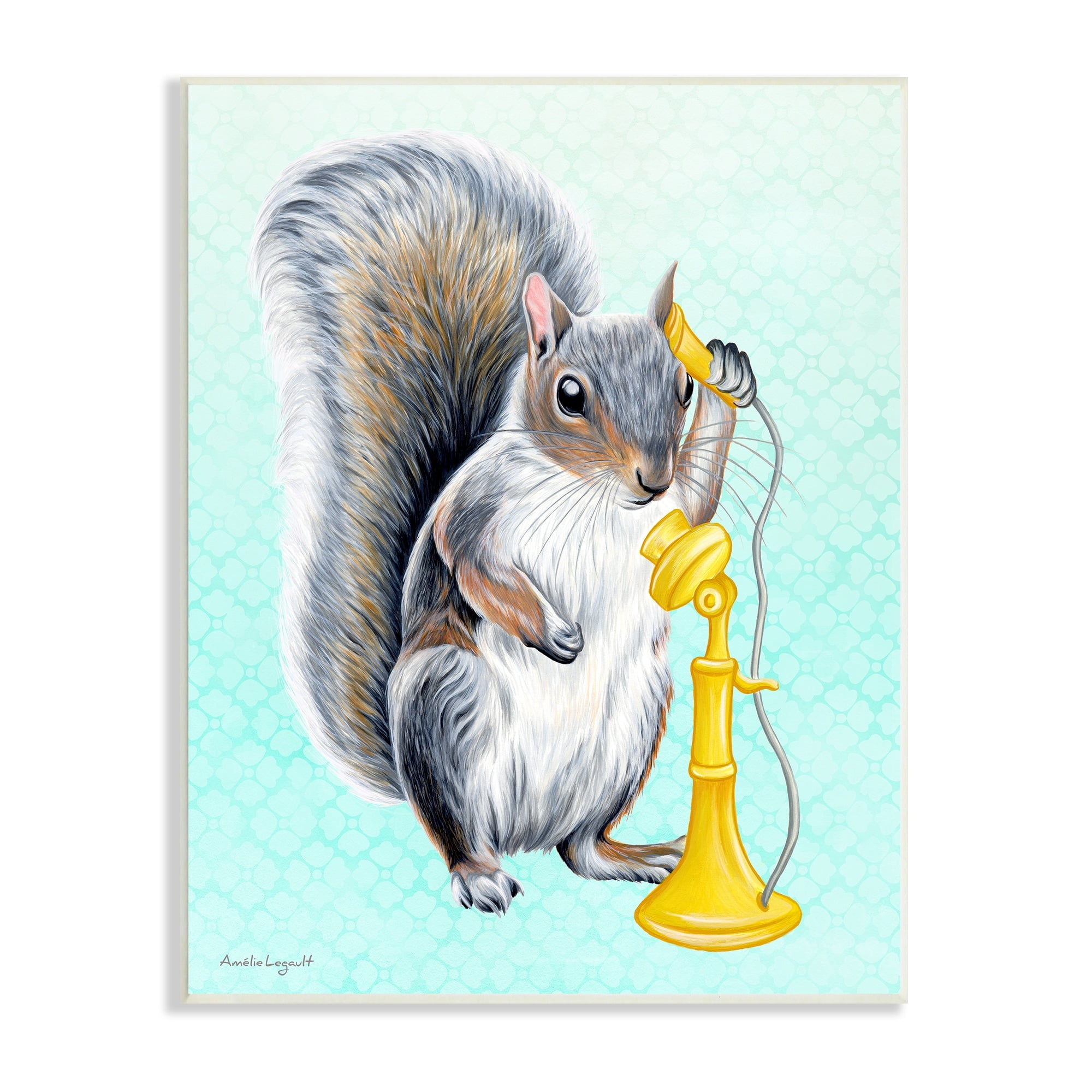 Stupell Industries Whimsical Squirrel Telephone Graphic Art Unframed ...