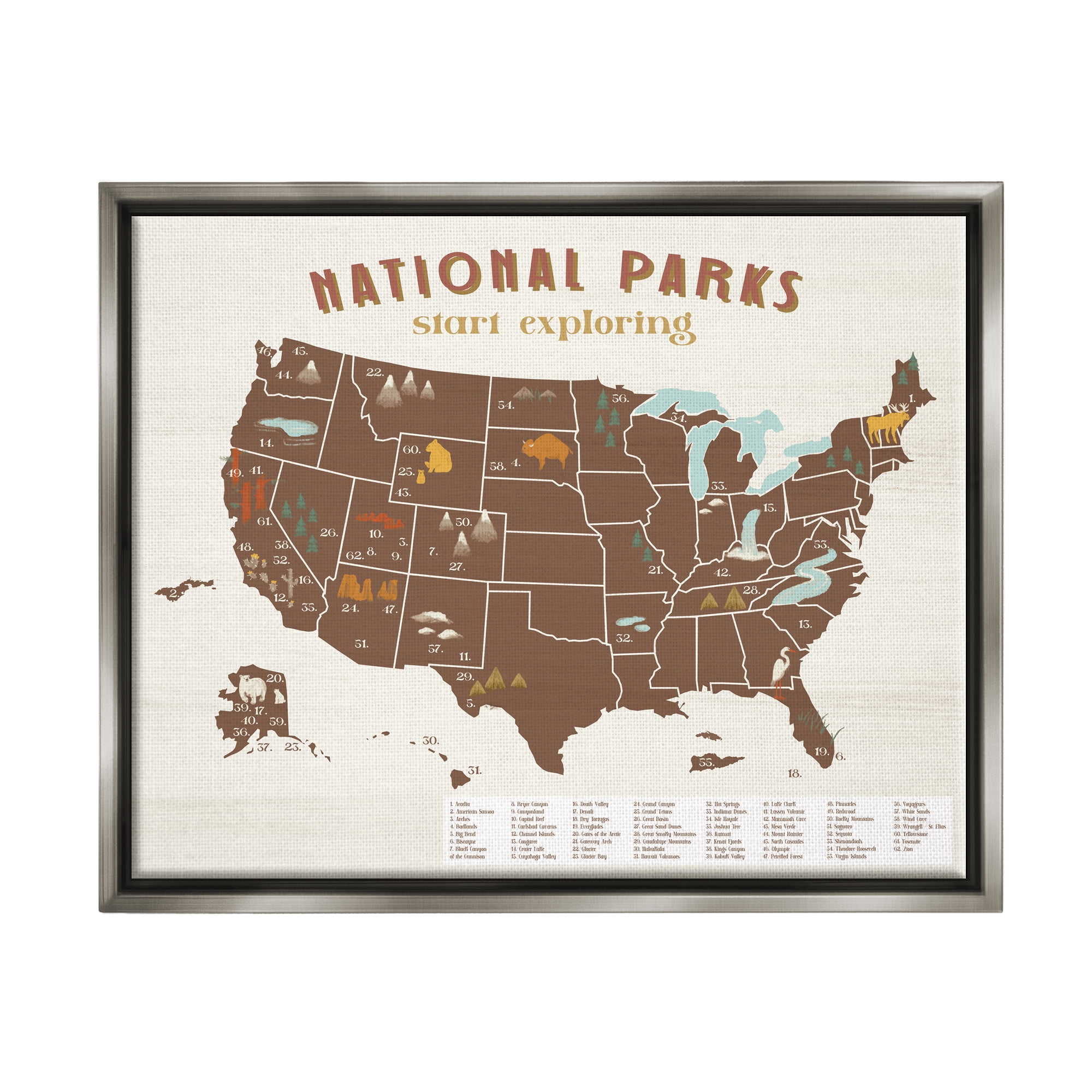Stupell Industries Start Exploring National Parks Map United States ...