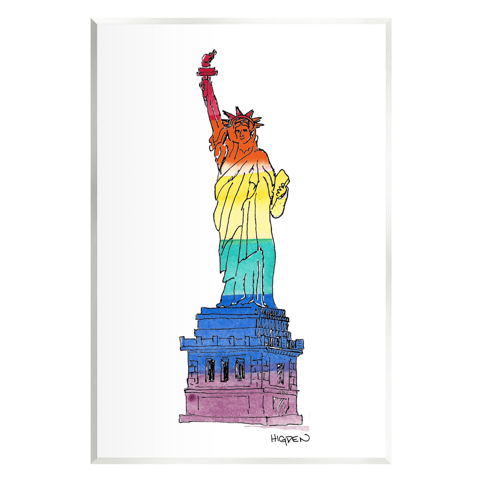 Stupell Industries Statue of Liberty Rainbow Pride Wall Art MDF Plaque ...