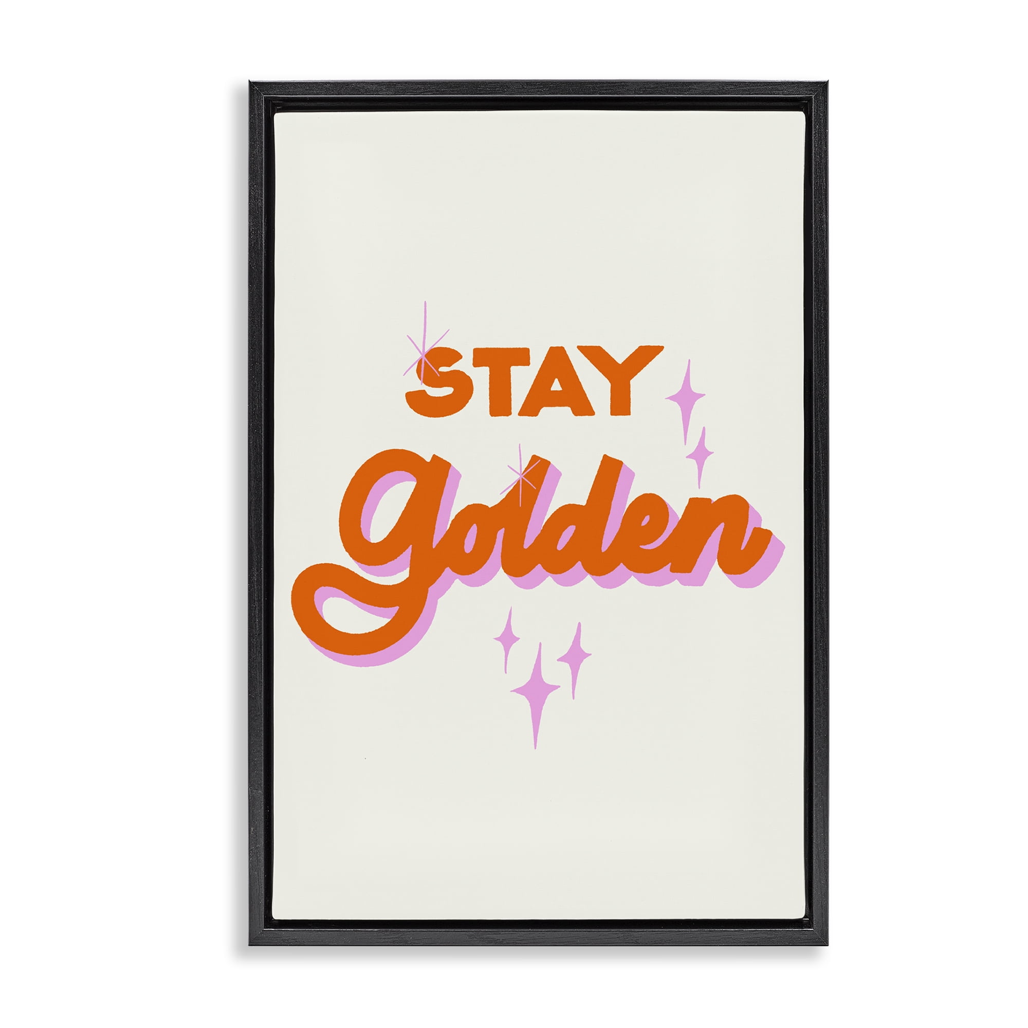 Stupell Industries Stay Golden Retro Letters Black Framed Floater ...