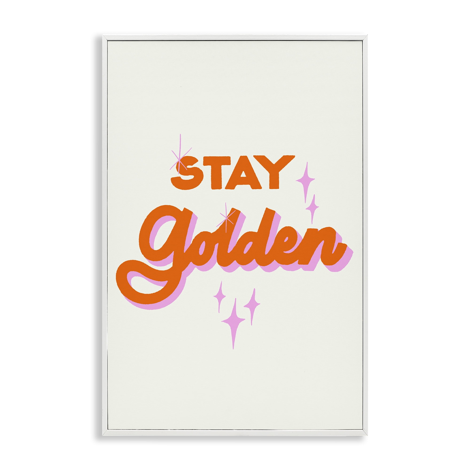 Stupell Industries Stay Golden Retro Letters White Framed Giclee Art ...