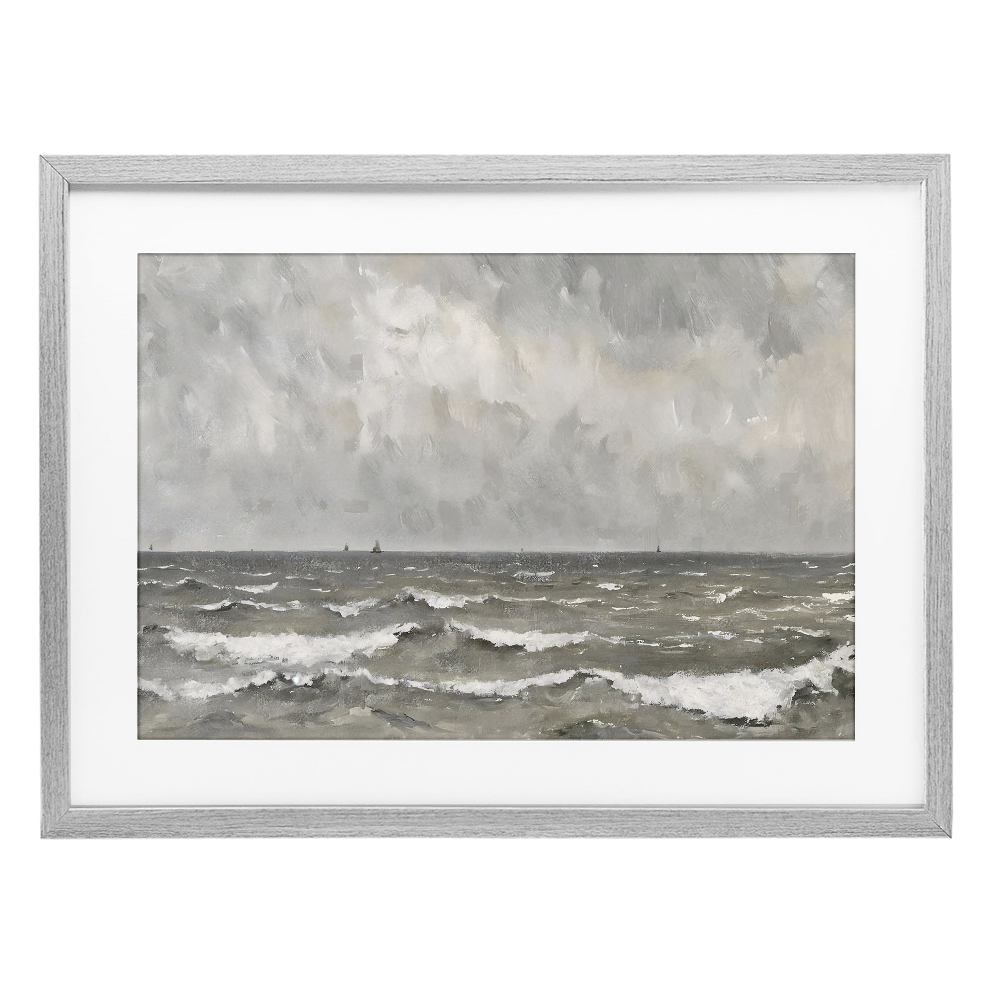 Stupell Industries Stormy Ripples at Sea Gray Framed Print Under Glass ...
