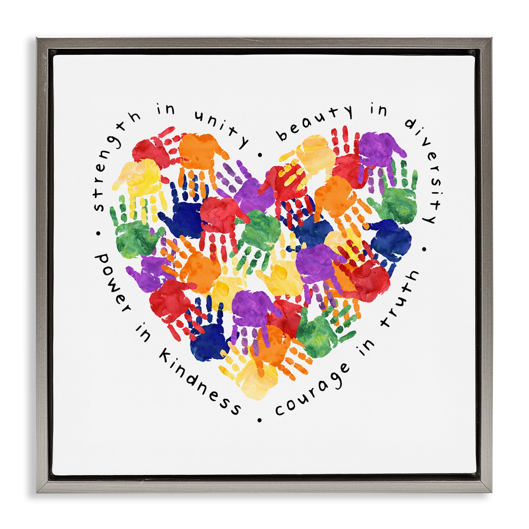 Stupell Industries Strength In Unity Handprint Heart Inspirational ...