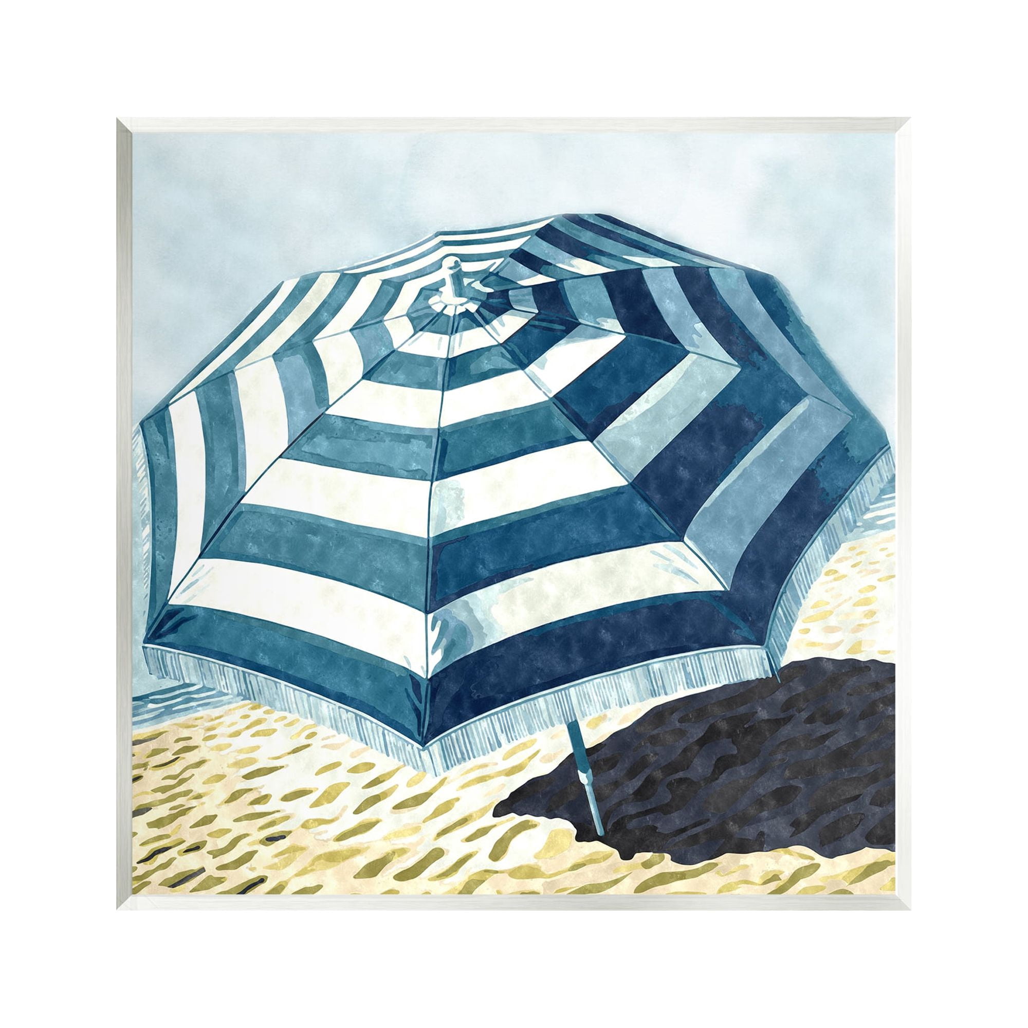 Stupell Industries Striped Beach Umbrella Landscape Painting Unframed ...