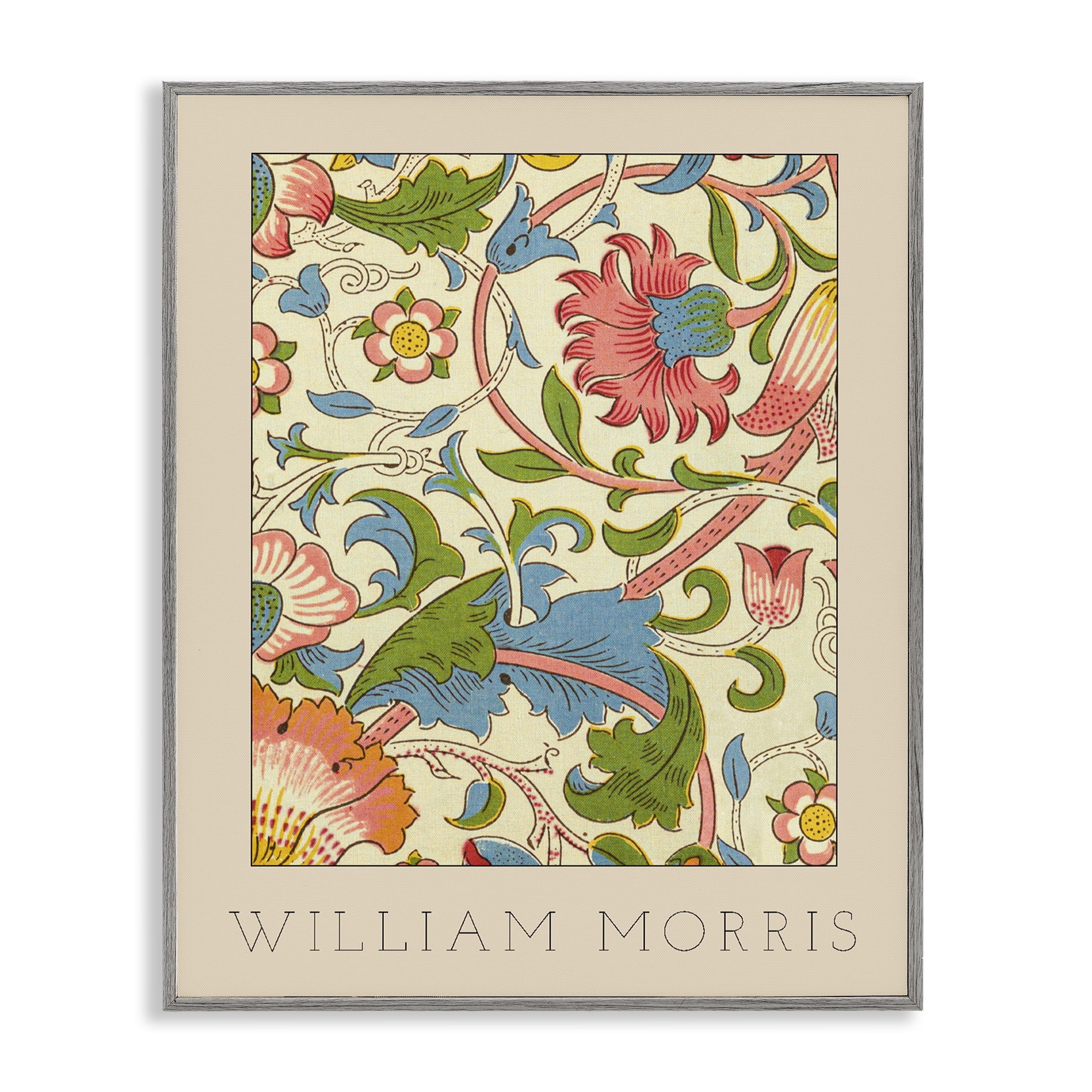 Stupell Industries Stylish Boho Classic Flowers Gray Framed Giclee Art ...