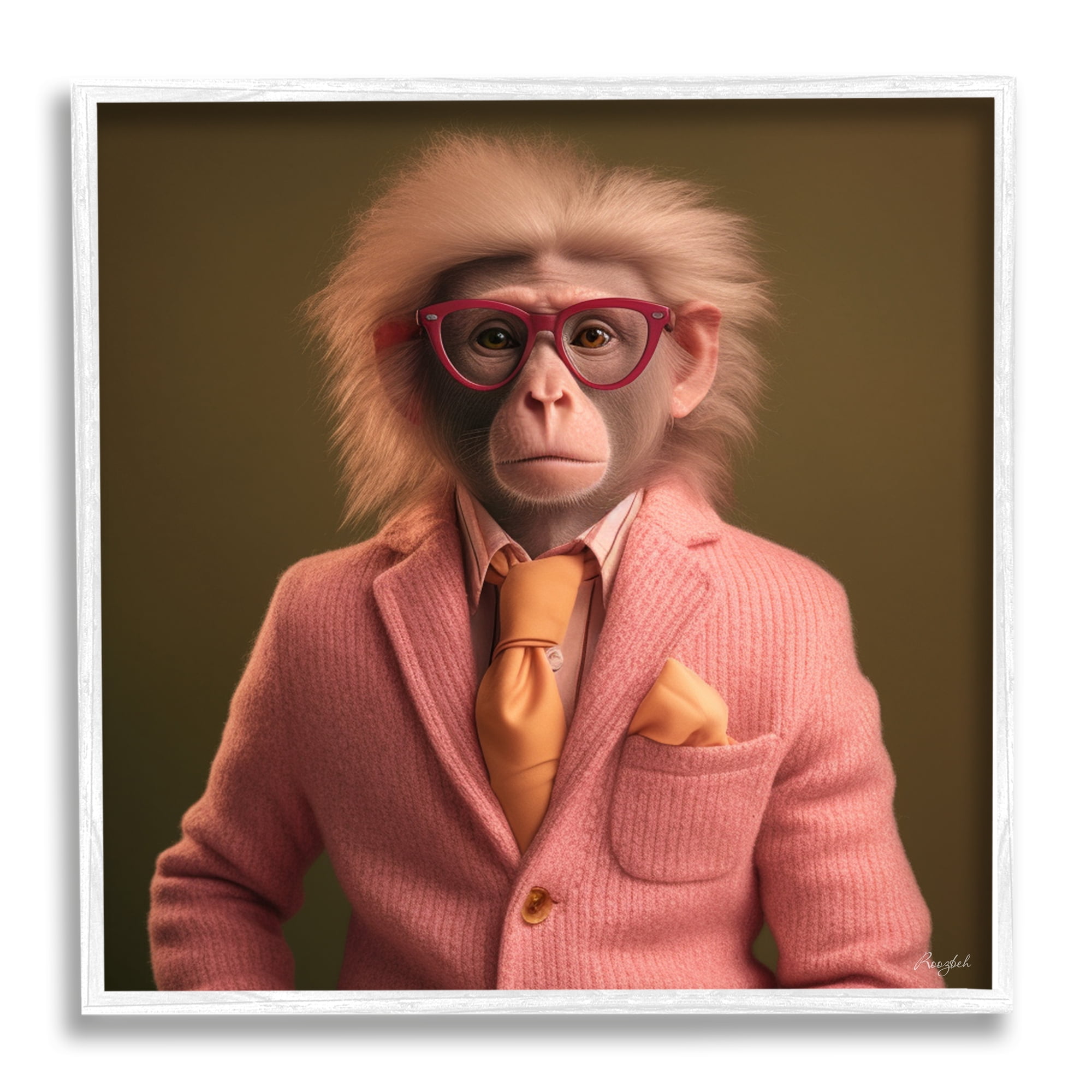 Free Shipping! Stupell Industries Stylish Monkey Portrait Animals ...