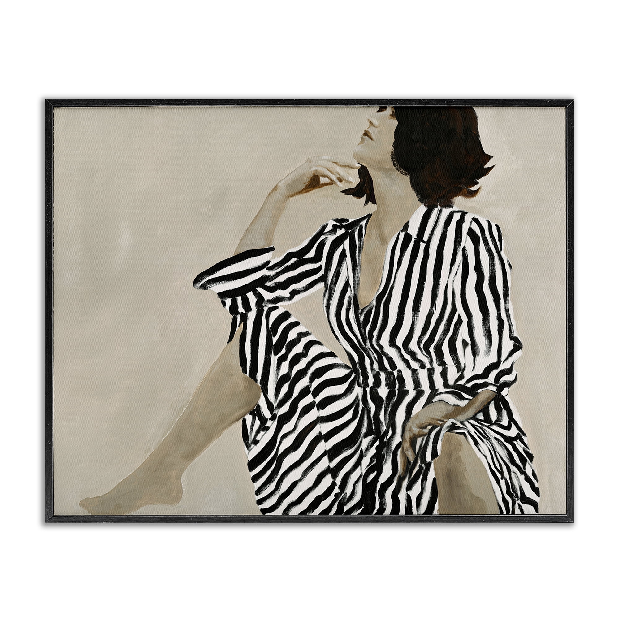 Stupell Industries Stylish Woman in Thought People Painting Black ...