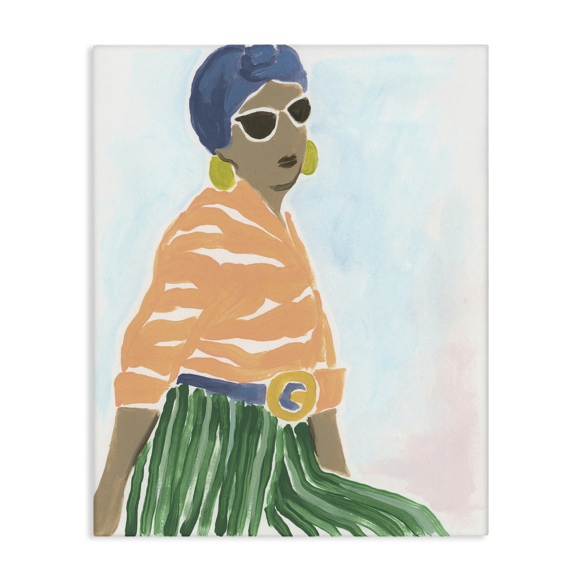 Stupell Industries Stylish Woman with Headwrap People Painting Wrapped ...