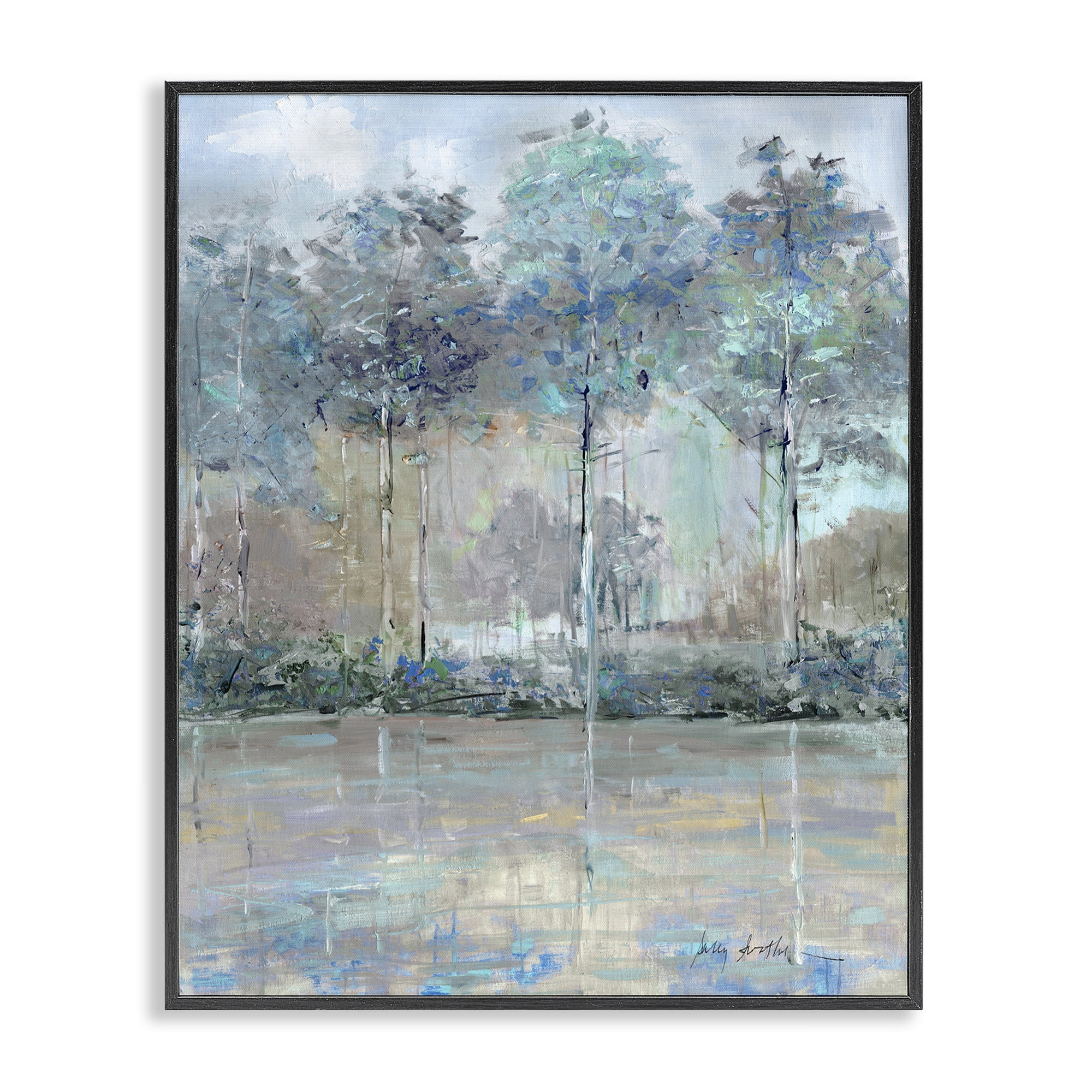 Stupell Industries Subdued Expression of Trees Black Framed Giclee Art ...