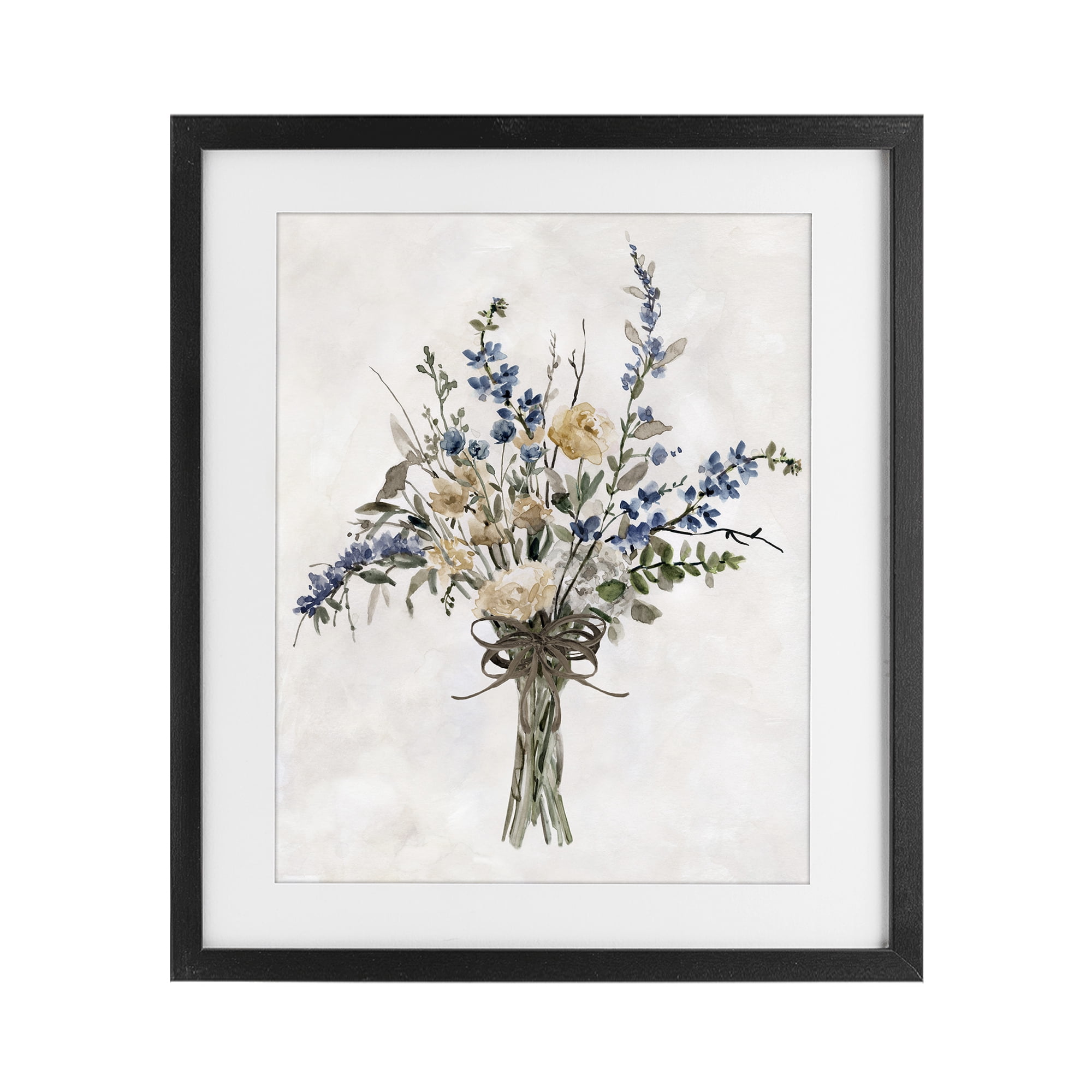 Stupell Industries Subdued Flower Bushel Black Framed Print Under Glass ...