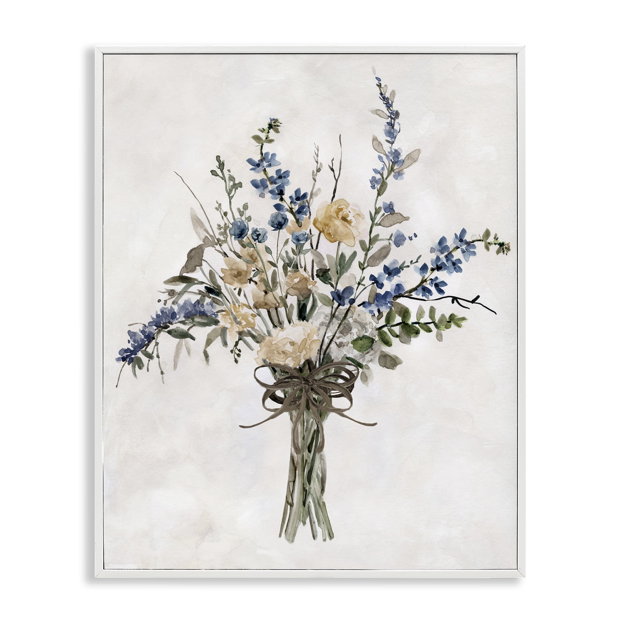 Stupell Industries Subdued Flower Bushel White Framed Giclee Art ...