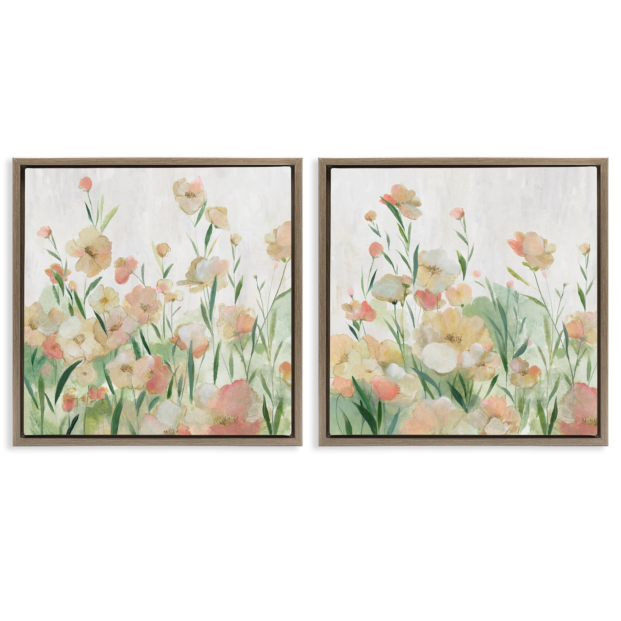 Stupell Industries Subtle Charming Flower Blooms Floral Painting Brown ...